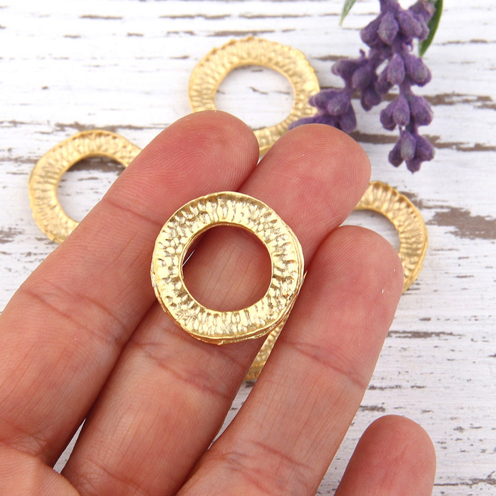 Textured Gold Loops, Links, Connectors, Large Jump Rings, Closed Large ...