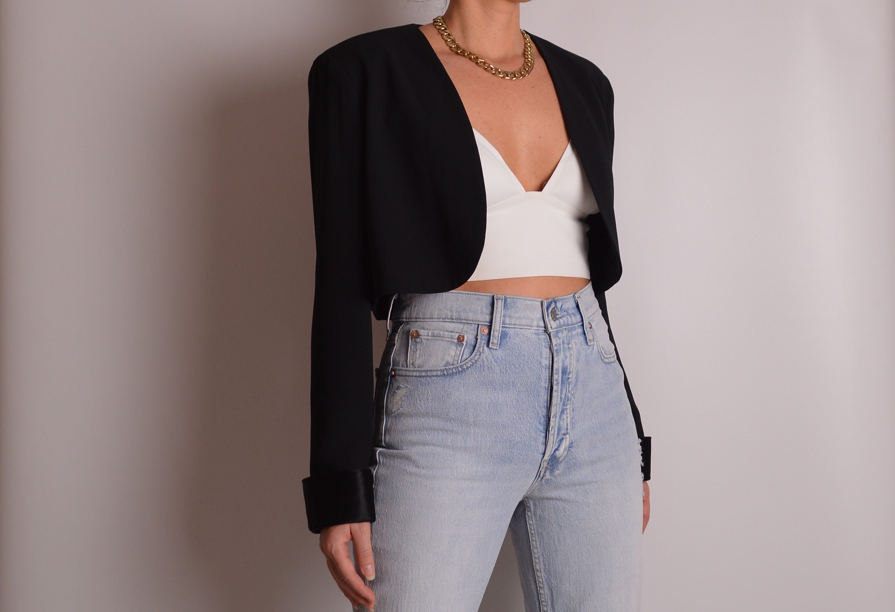 Elegant Vintage Black Bolero (M)