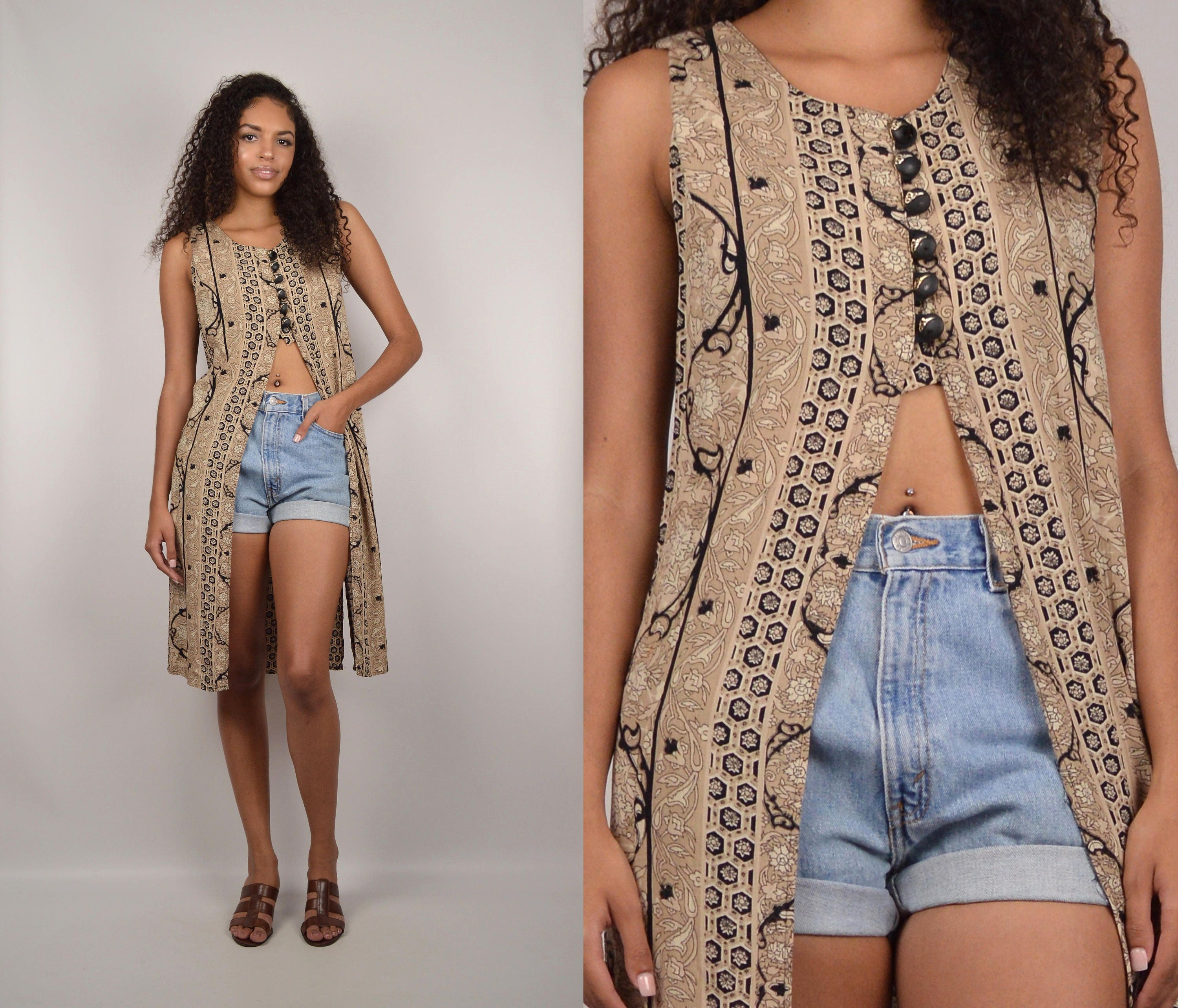 Bohemian Print Duster Vest