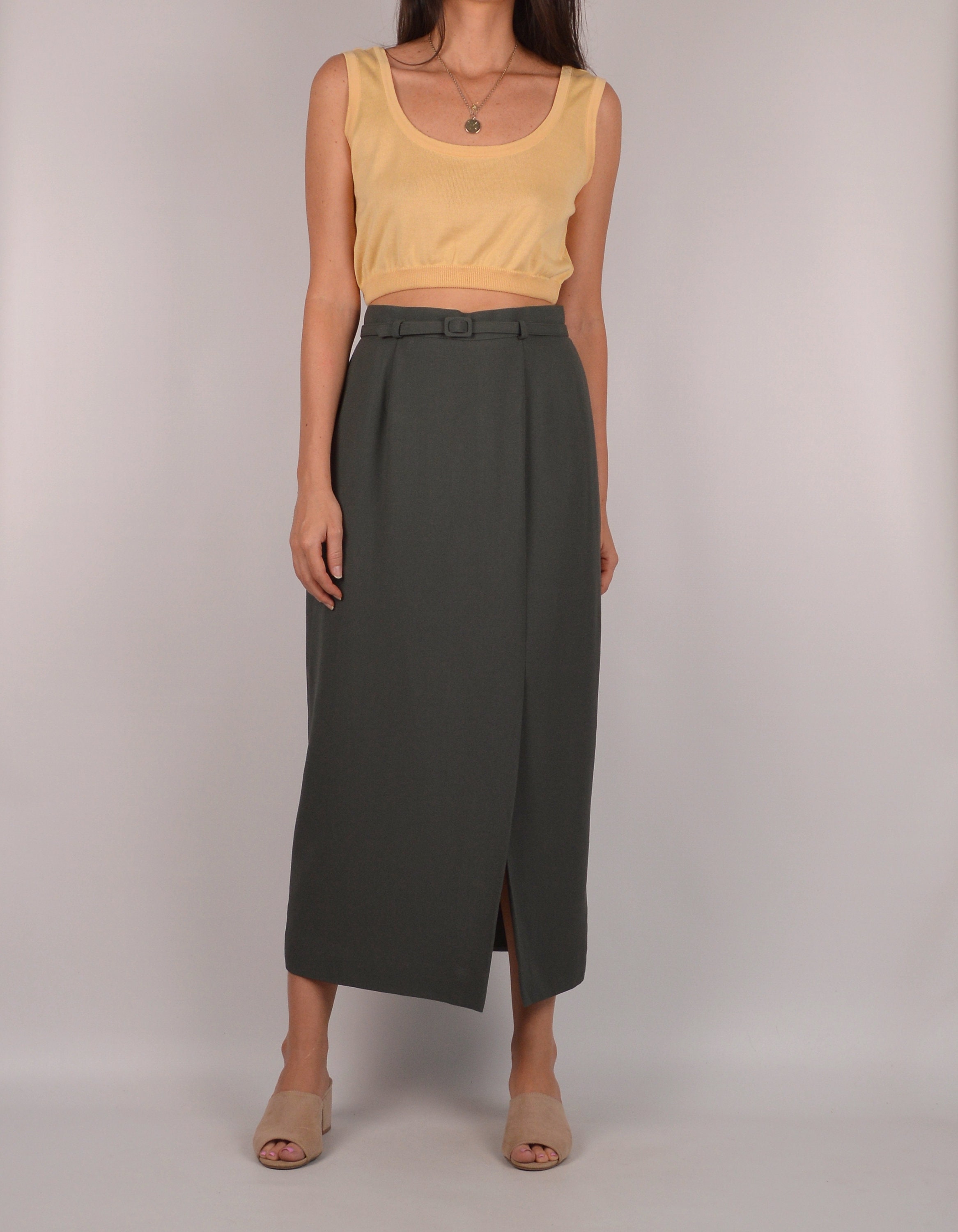 Vintage Long Pencil Skirt / sz M / High Waist