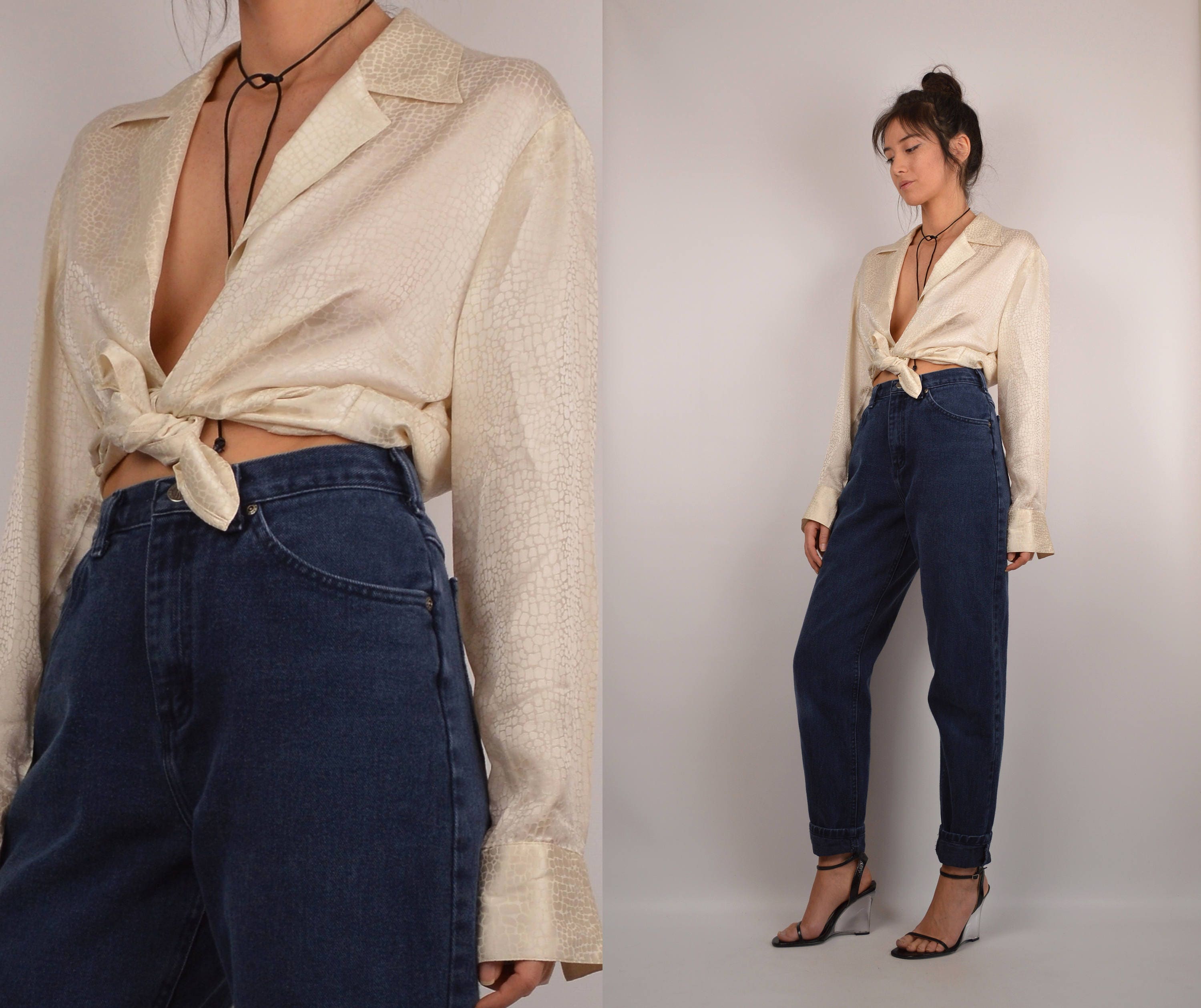 Cream Silk Button Down Shirt