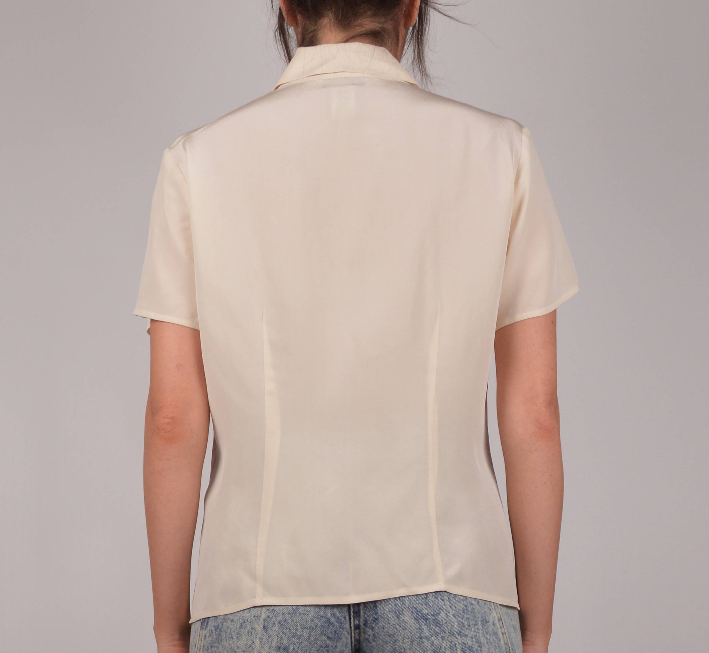 15% OFF Cream Silk Vintage Button Up Shirt