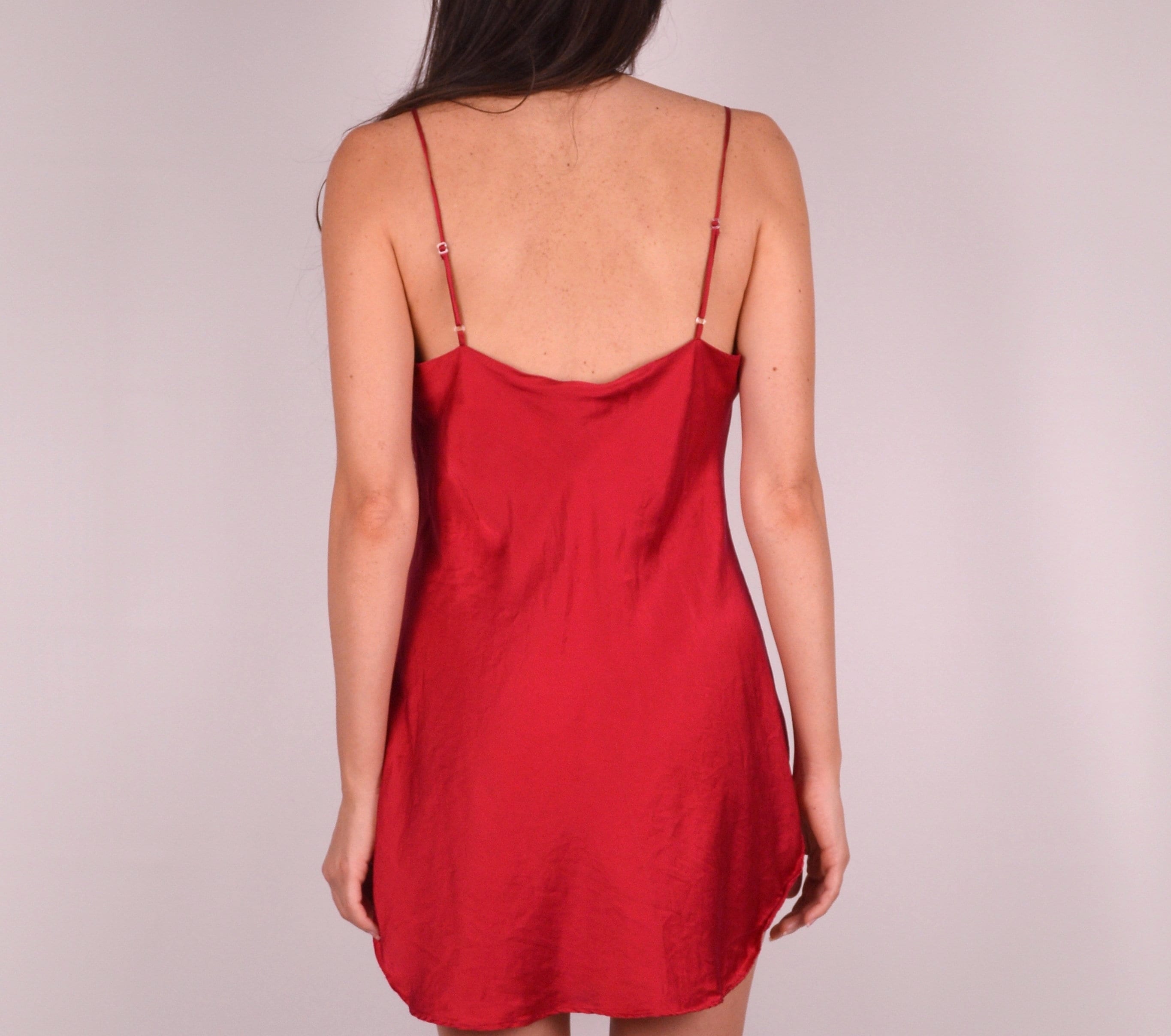 Vintage Red SILK Mini Slip Dress / S
