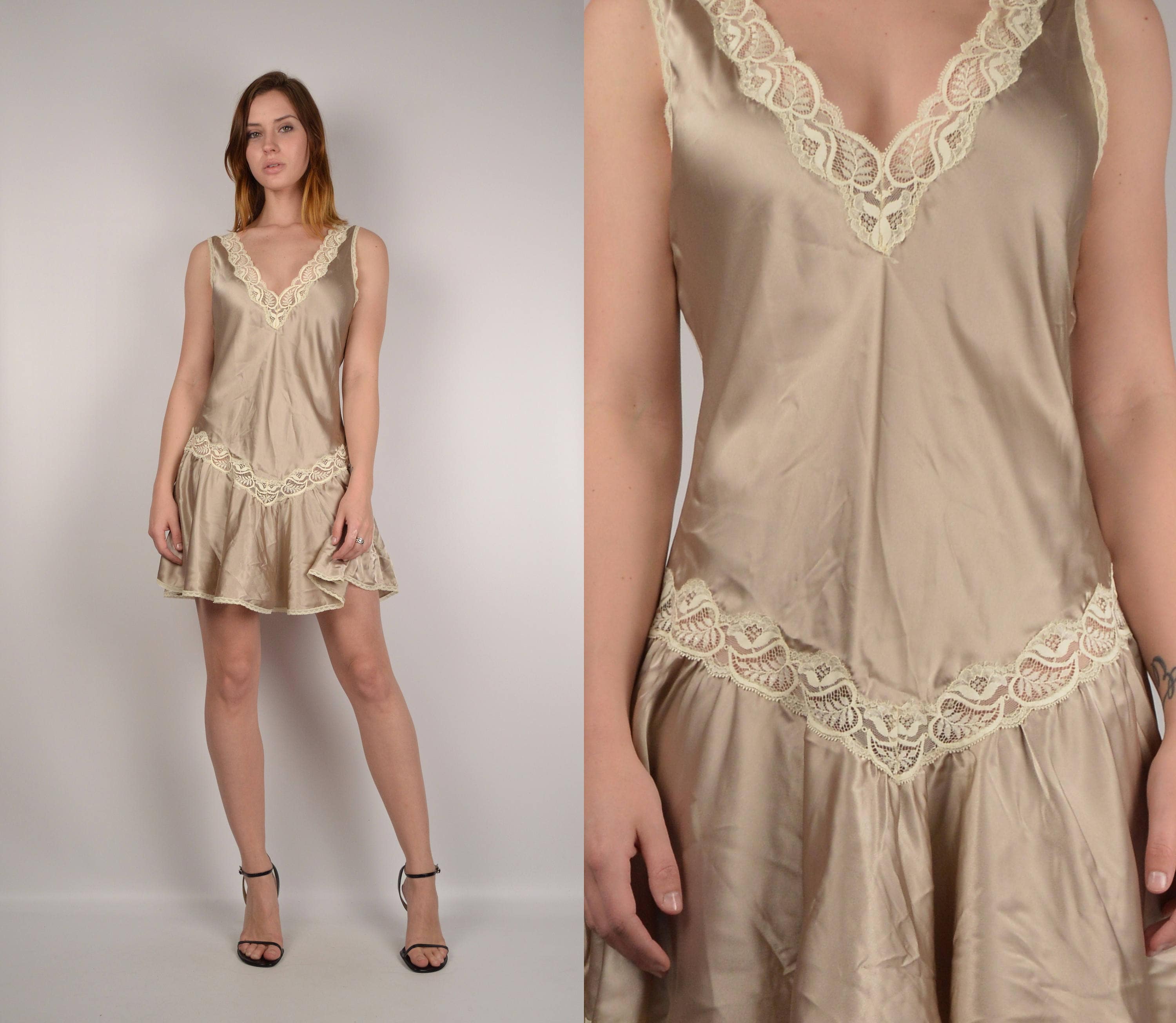 Silky Vintage Mini Slip Dress