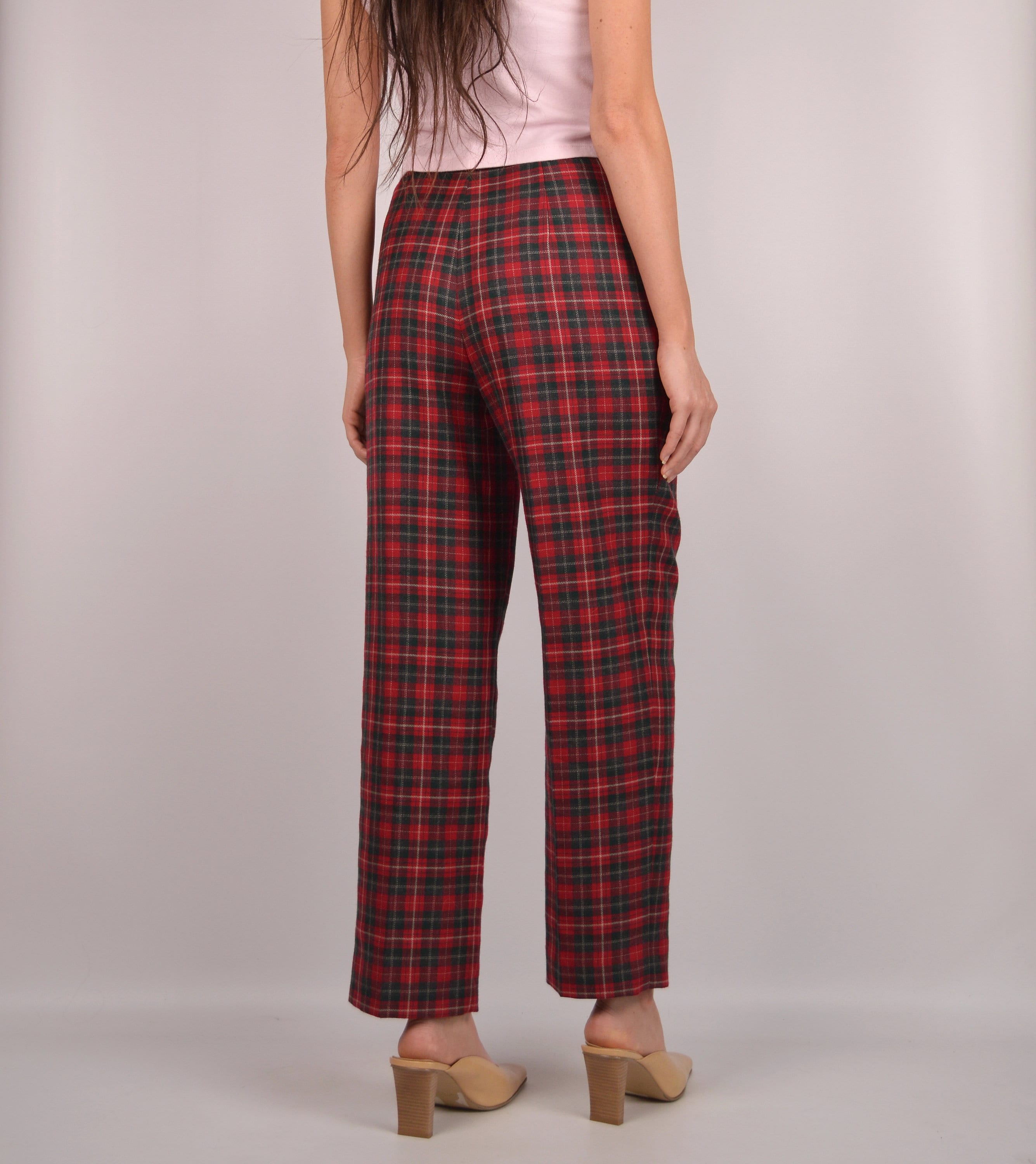 Plaid Trouser Pants / 26 High Waist