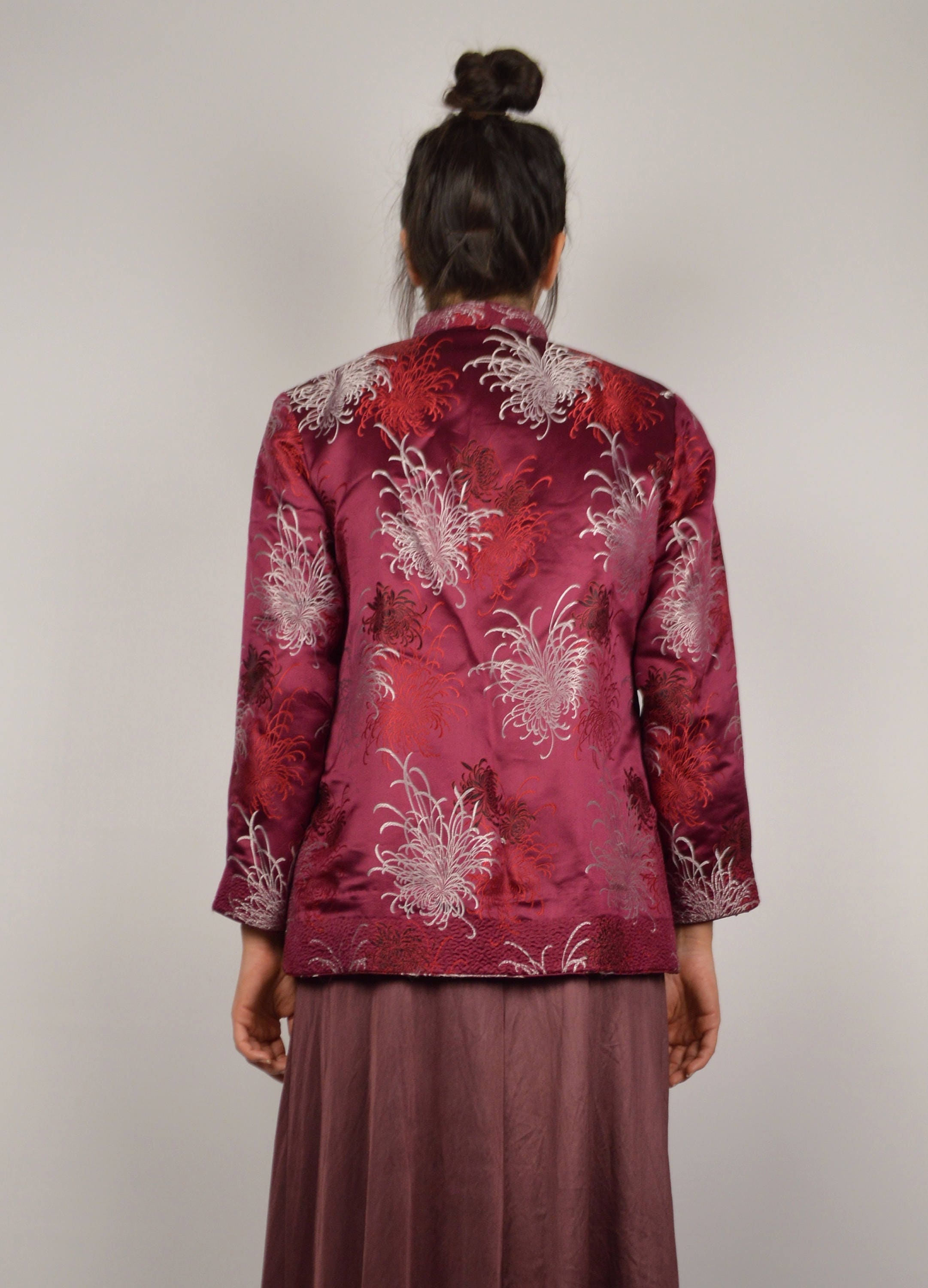 SALE 70's Satin Asian Embroidered Jacket