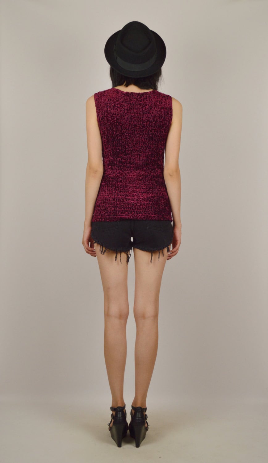 20% OFF 90's Maroon Velvet Top Soft Grunge