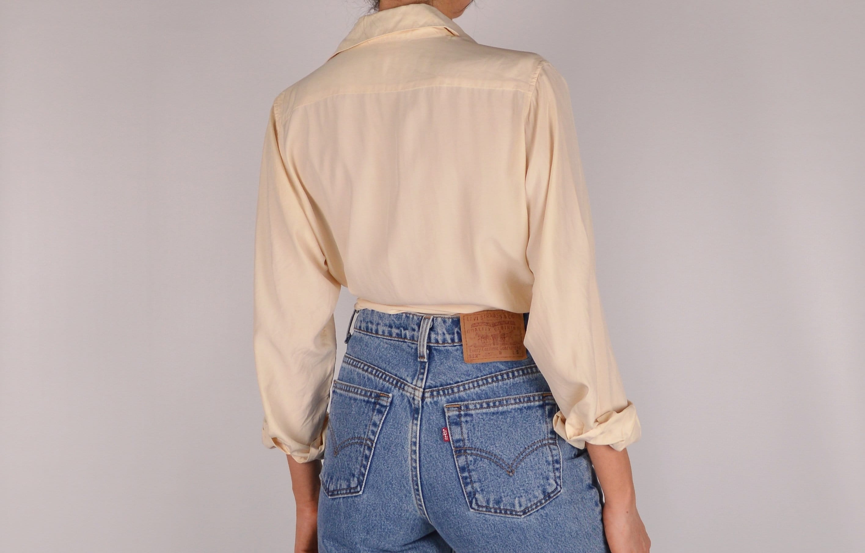Flash Sale! Cream Silk Button Up Blouse (S-M)