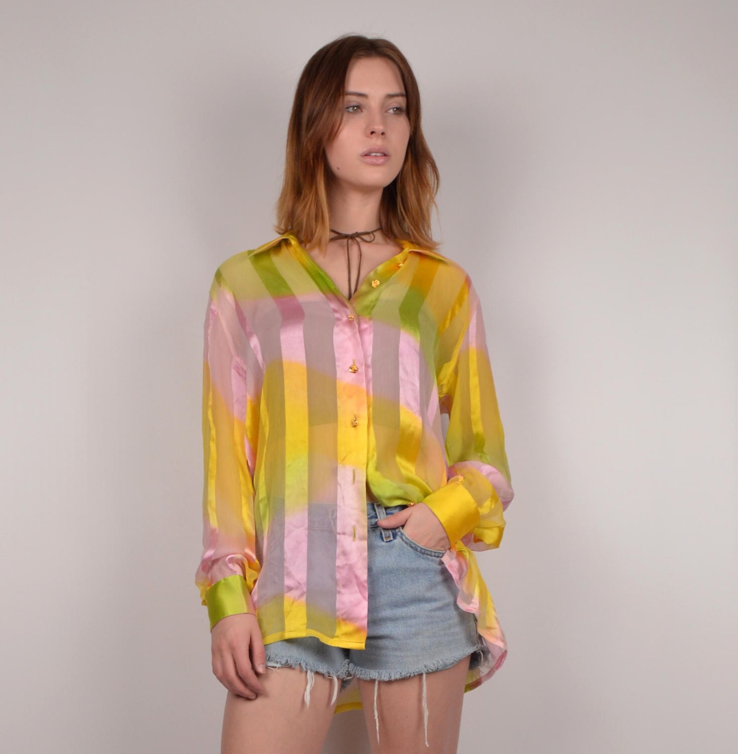80's Pastel Silk Escada Shirt