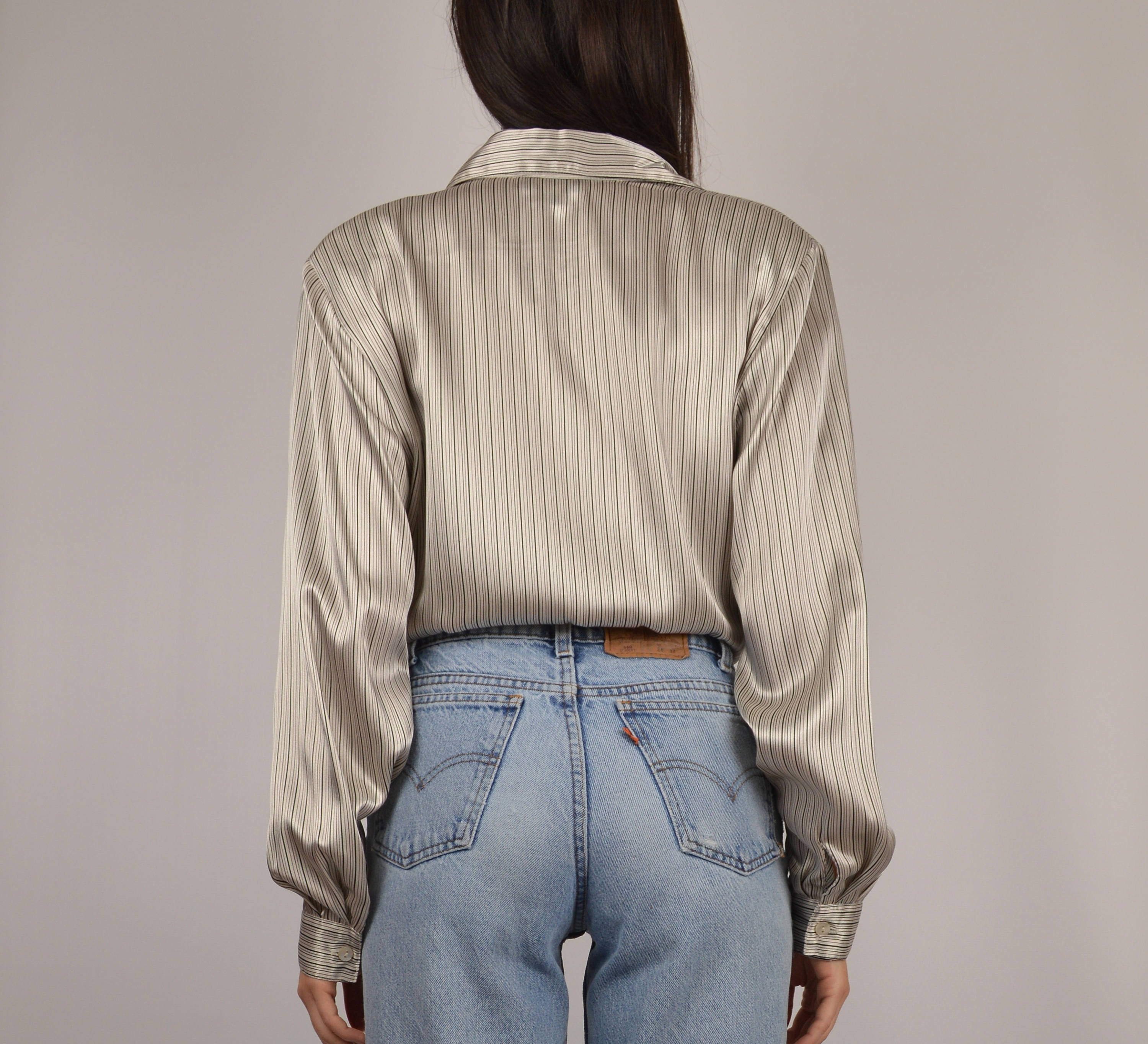 20% OFF! Vintage Silky Pinstripe Button Up Shirt