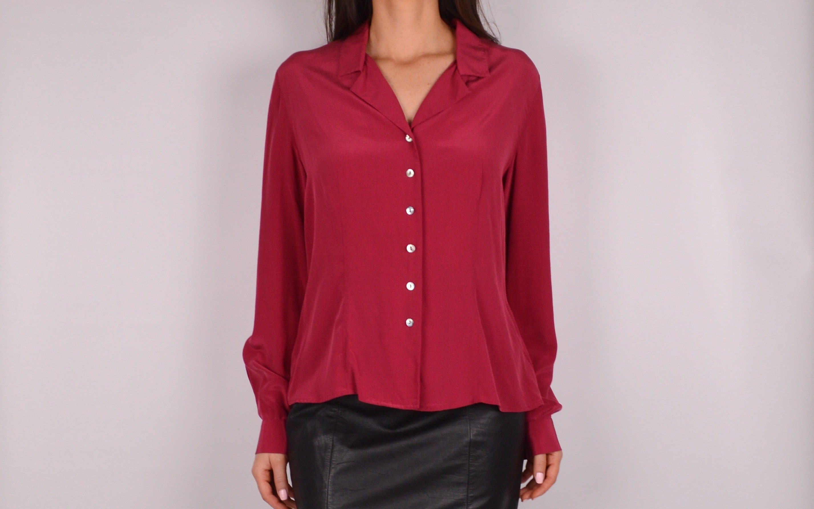 Vintage Raspberry Silk Shirt (S-M)