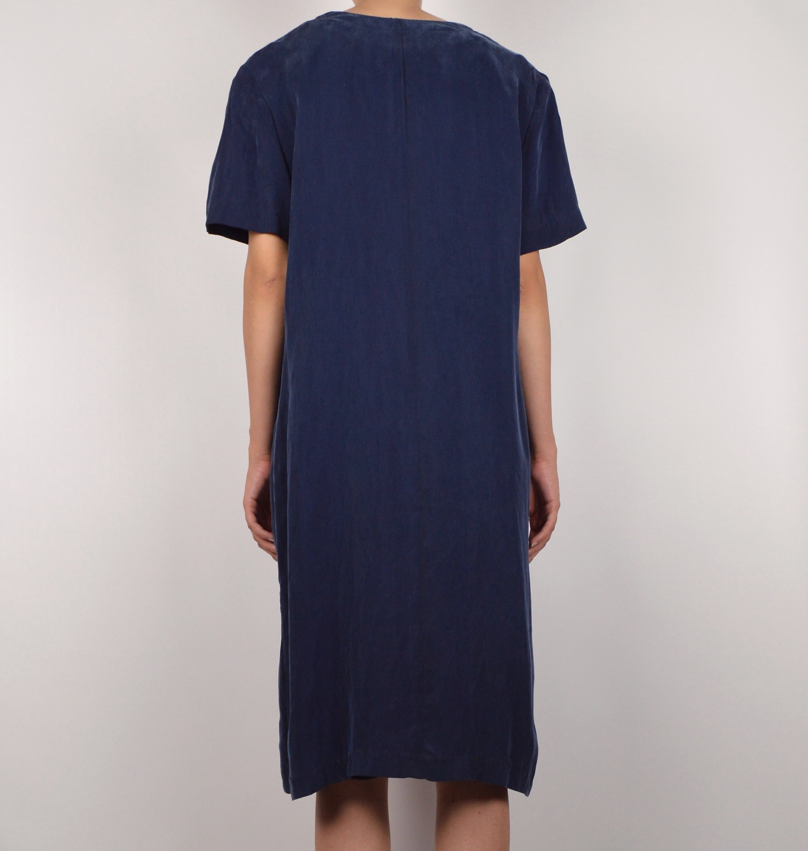 Minimalist Navy Silk Duster Jacket Vintage