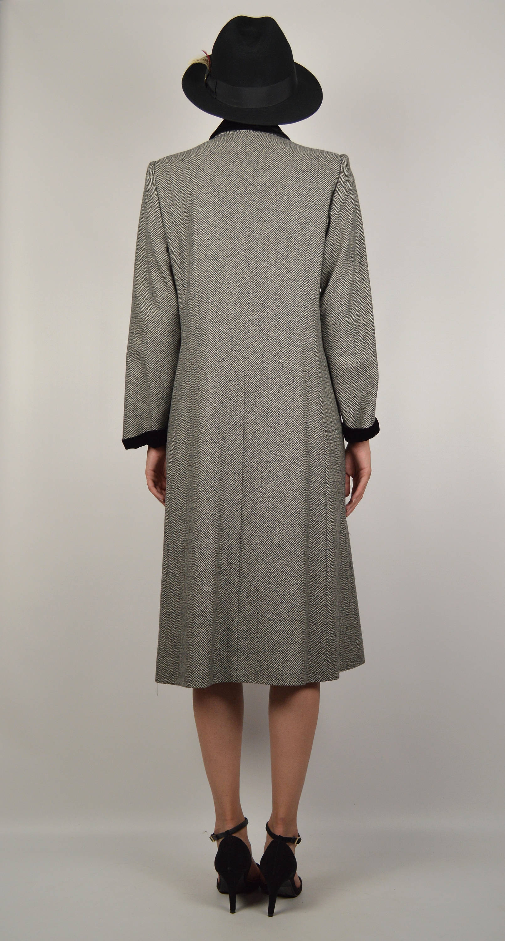 Full Sweep Herringbone Winter Coat