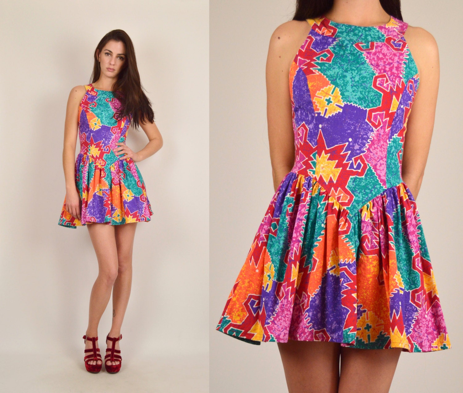 80's Vintage Party Dress Cut Outs