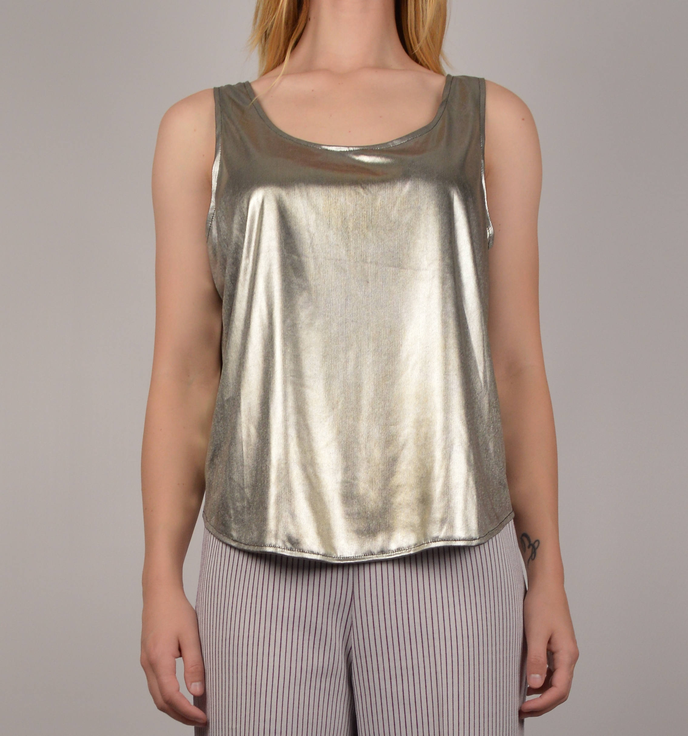 Vintage Silver Lamé Metallic Tank