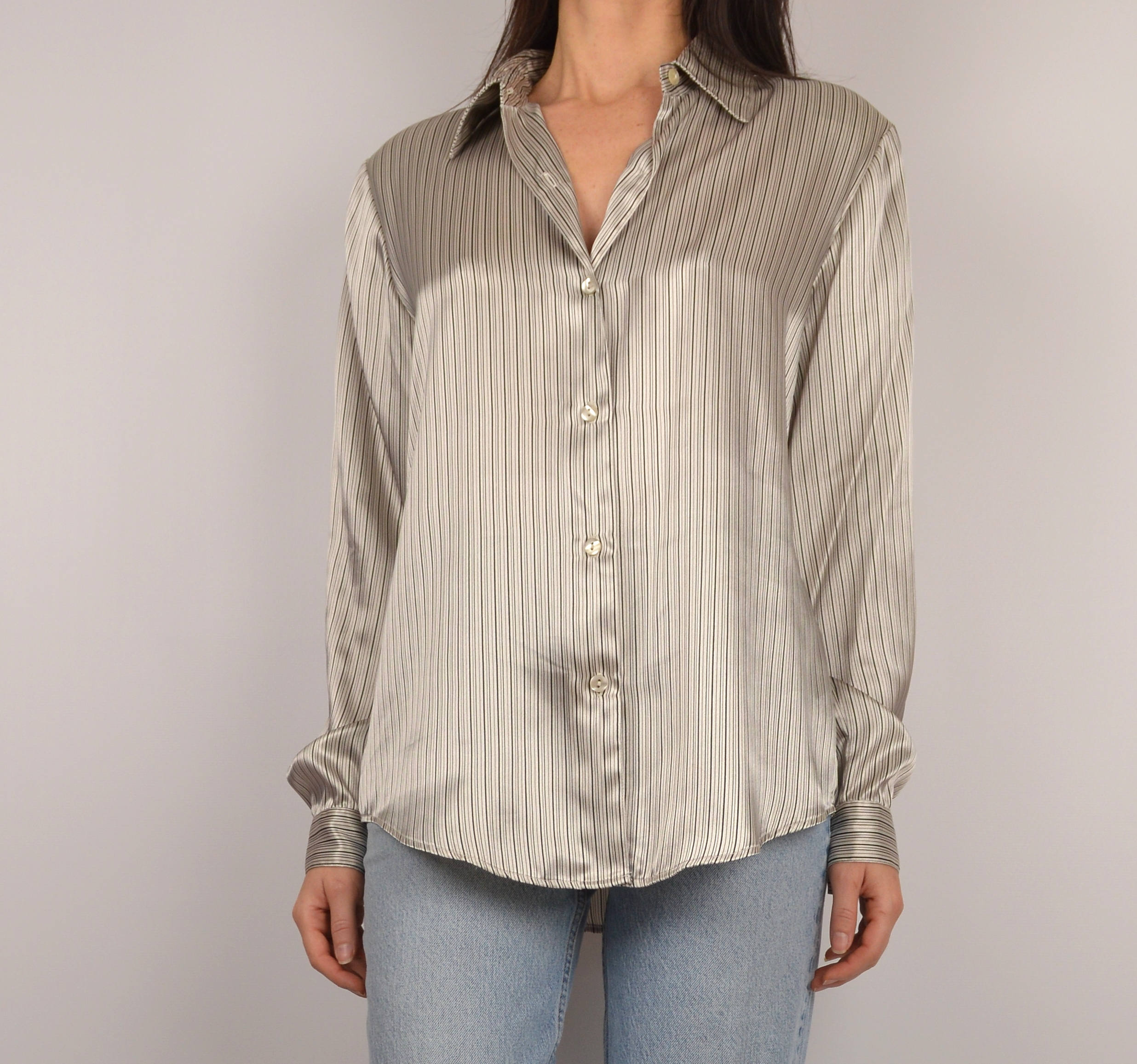 20% OFF! Vintage Silky Pinstripe Button Up Shirt