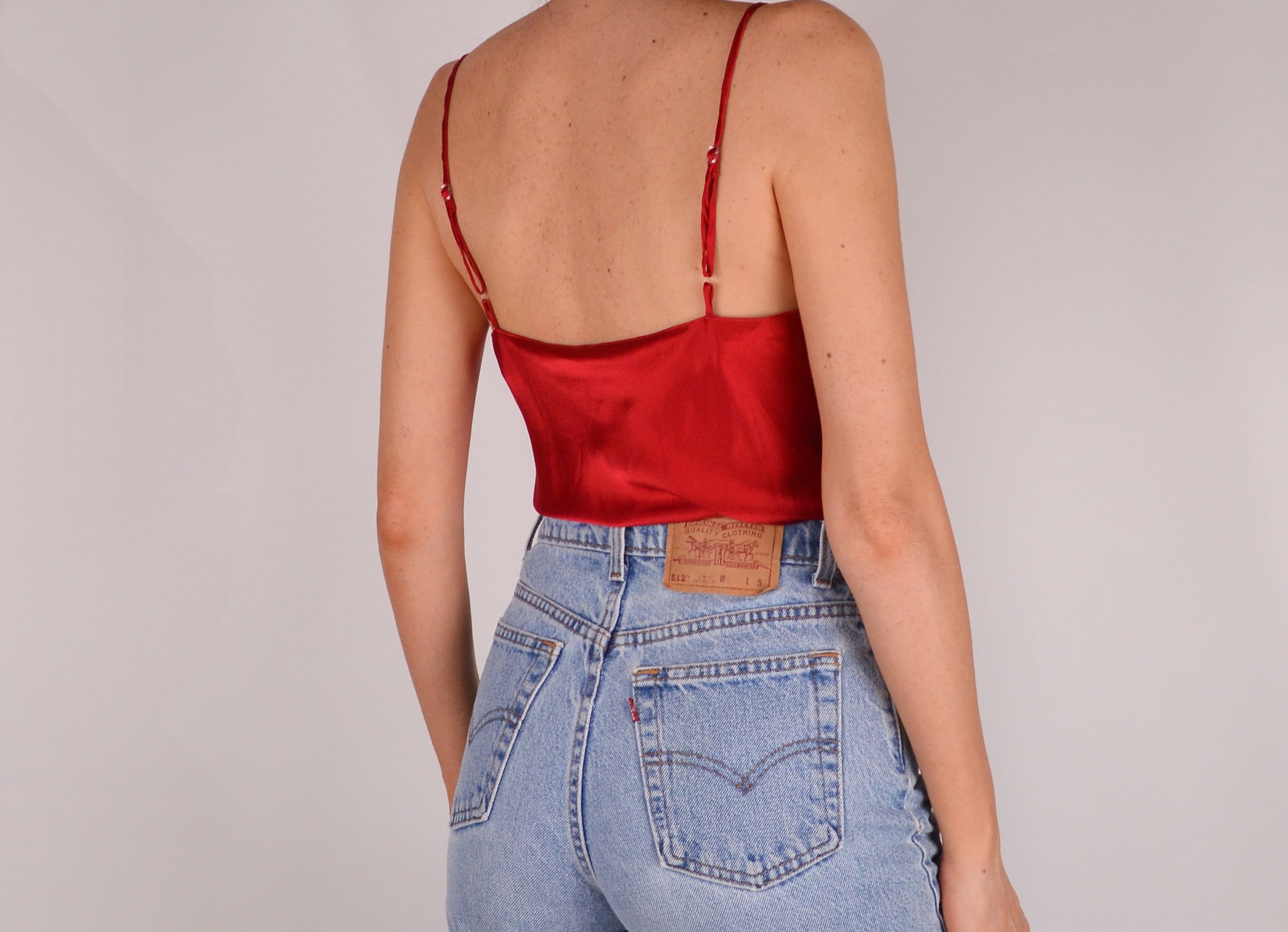 Vintage Red SILK Camisole (S-M)