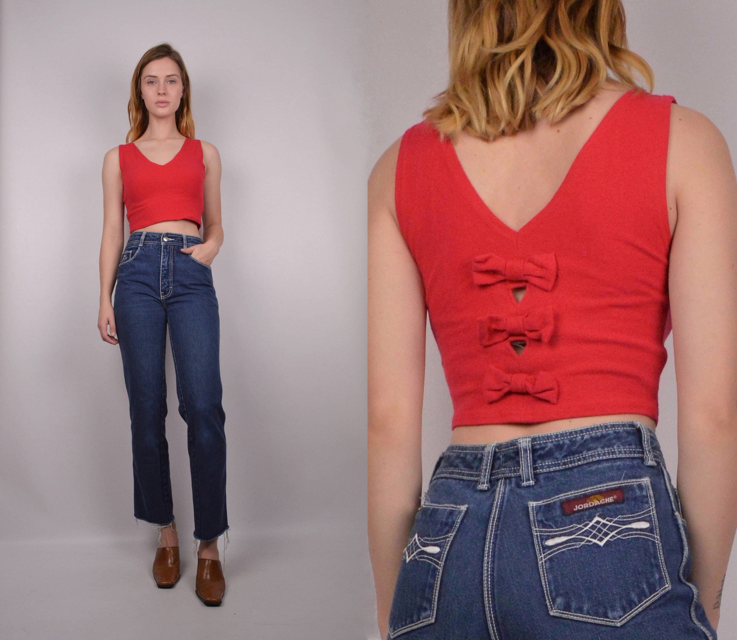 PT 90's Red Bow Crop Top