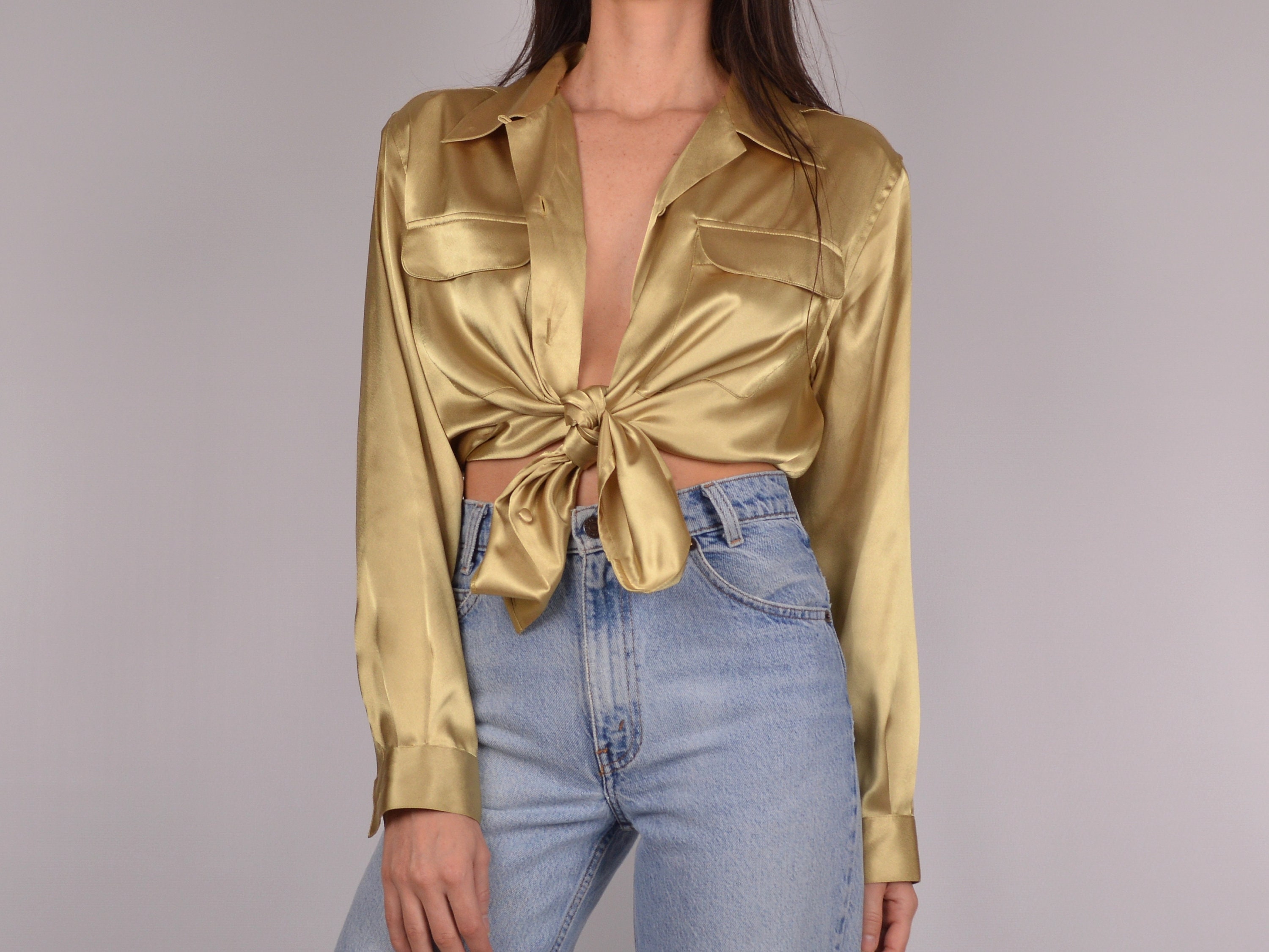 Vintage Liquid Gold Blouse Large