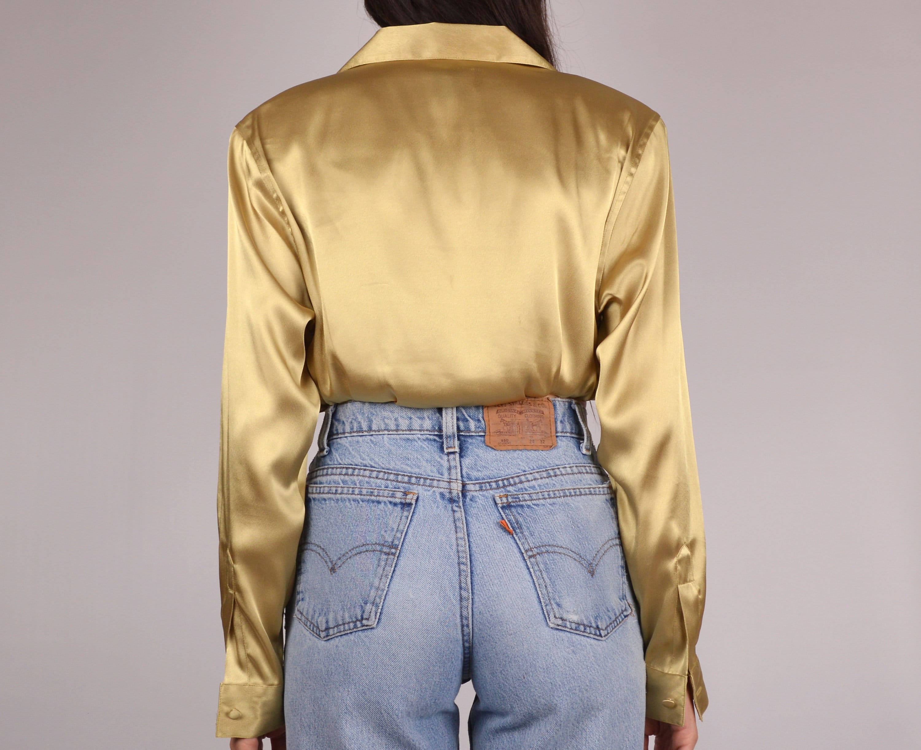Vintage Liquid Gold Blouse / large