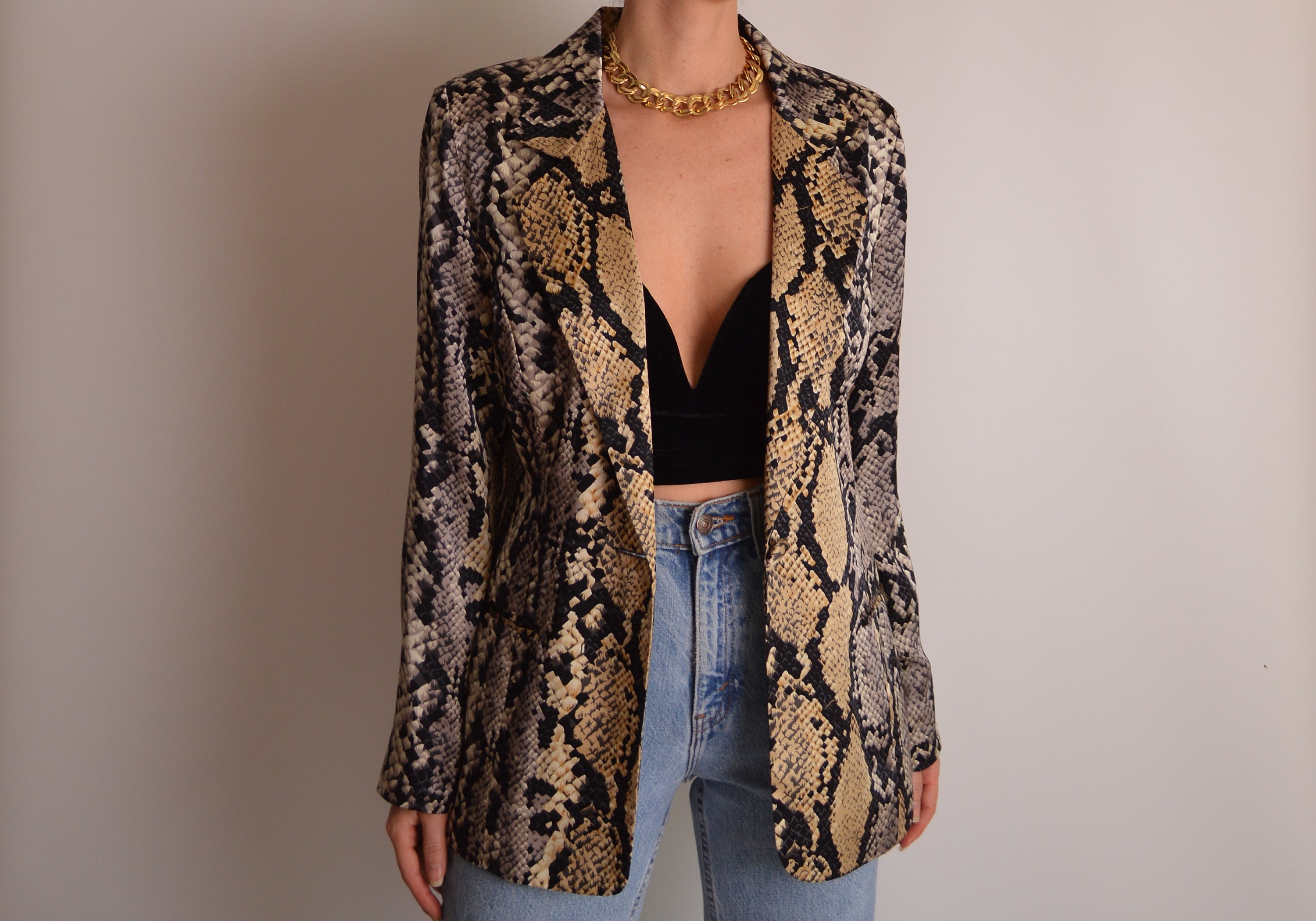 Vintage Snake Print SILK Blazer (S-M)