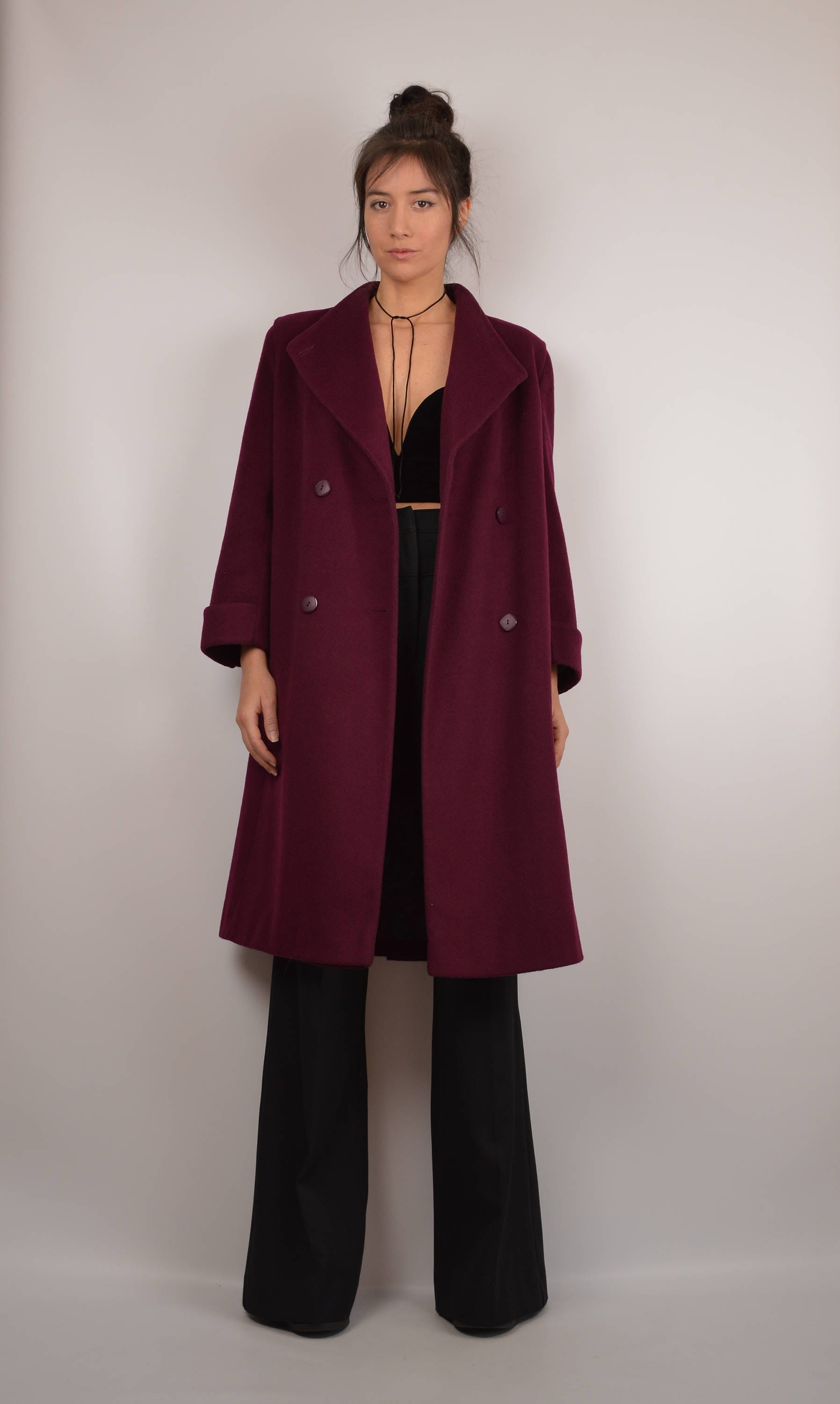Vintage Plum Wool Coat