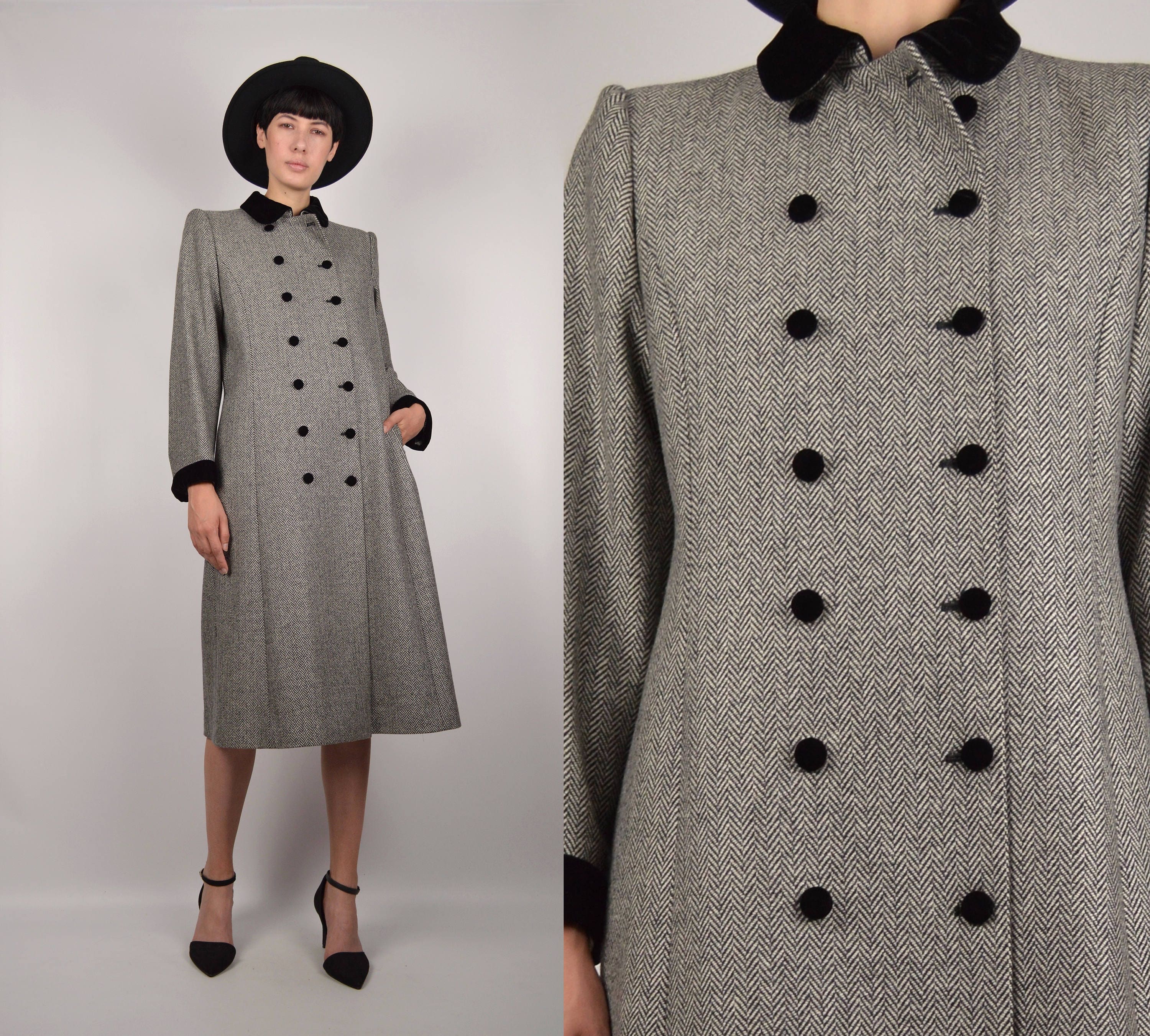 Full Sweep Herringbone Winter Coat