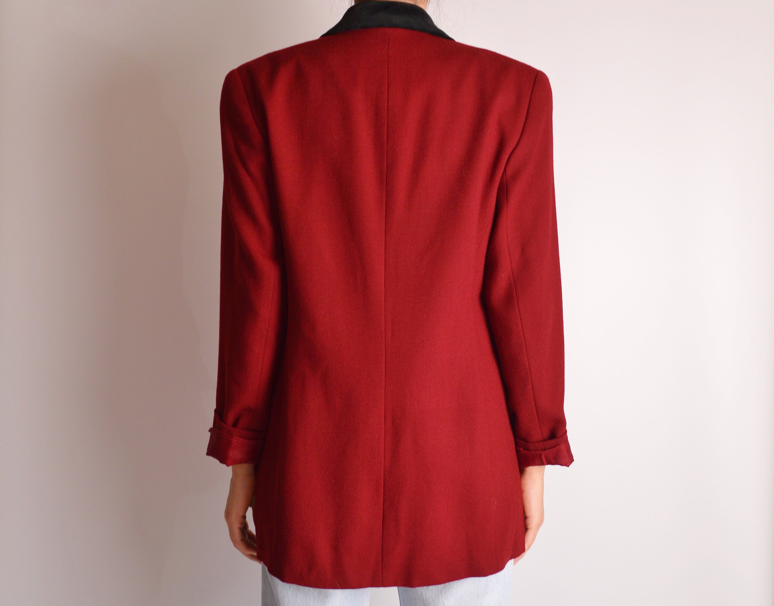 Vintage Cherry Red Wool Blazer (S-M)