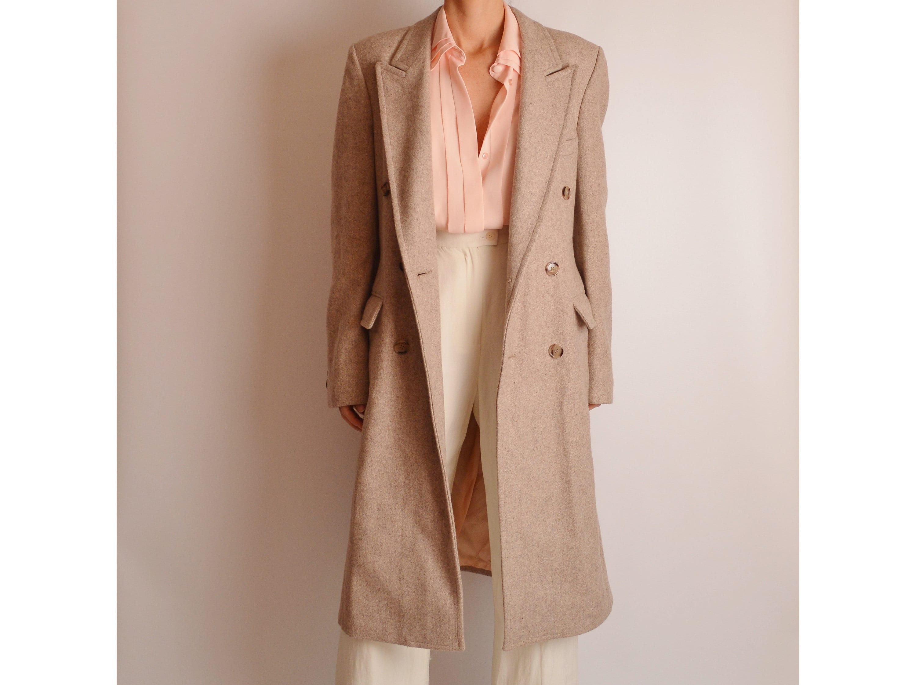 Vintage Tweed Wool Long Coat (S-L)