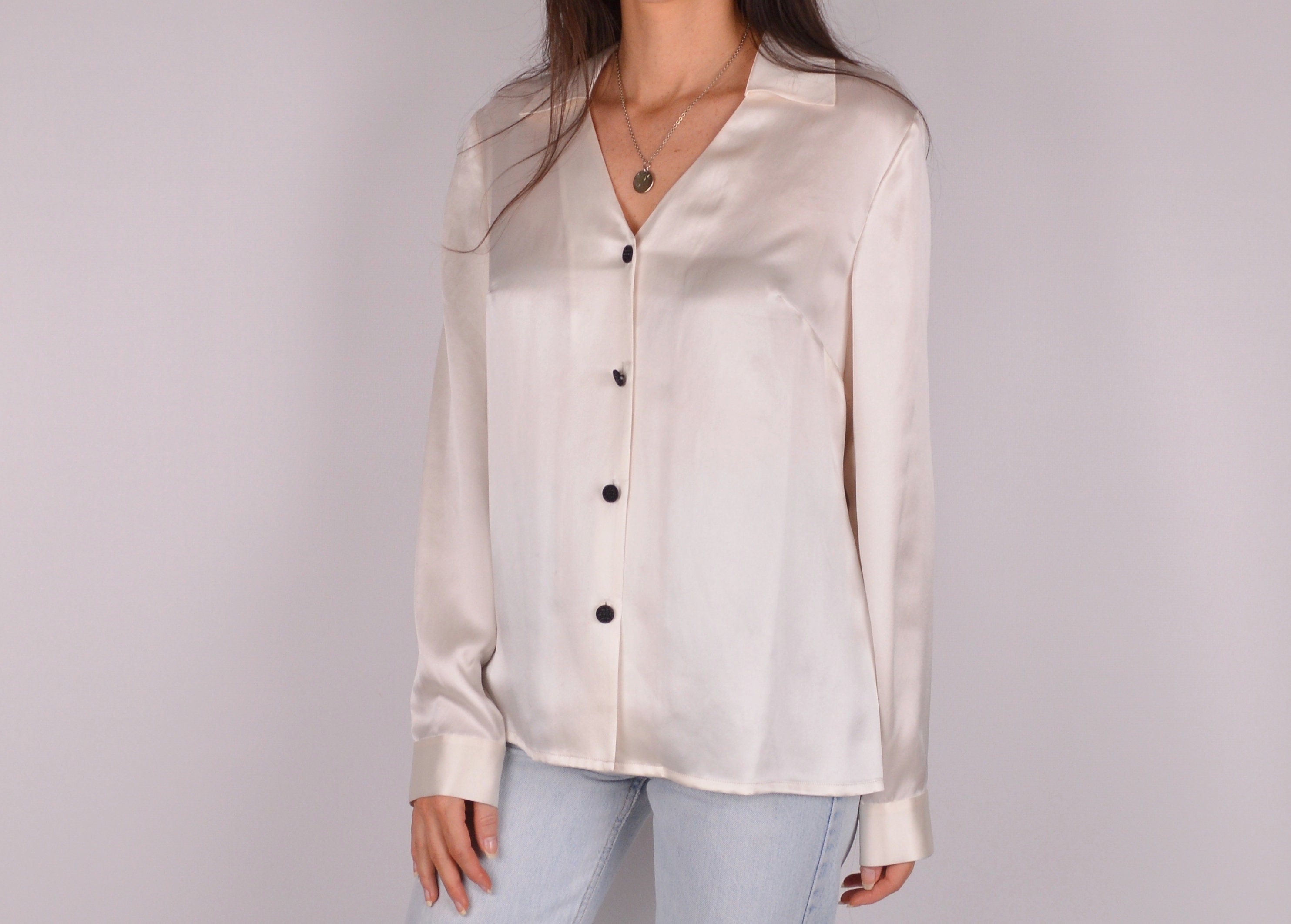 Vintage Ivory Silk Blouse S L