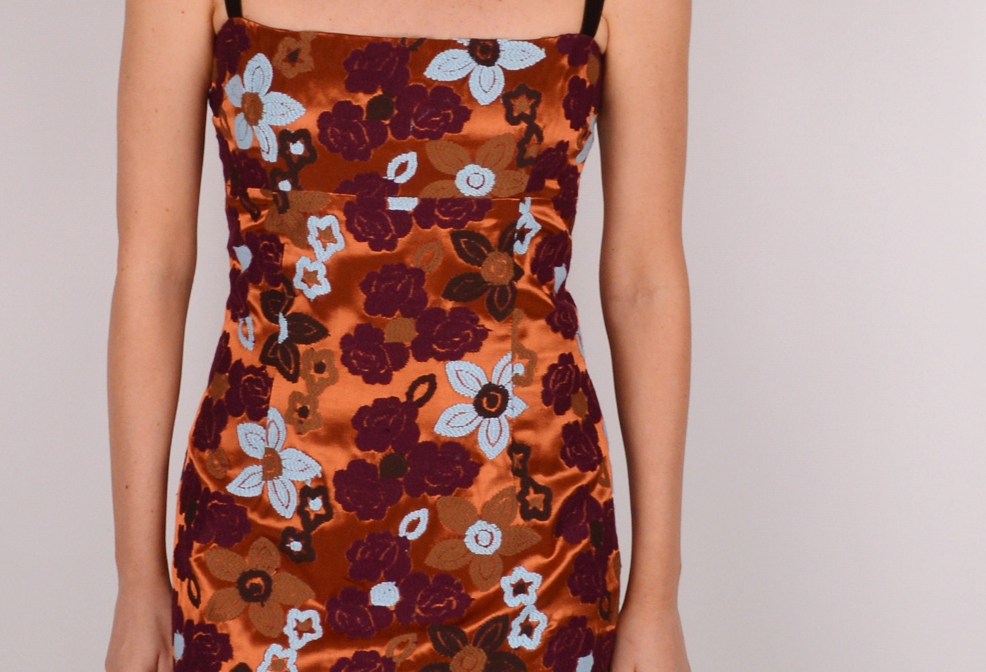 Copper Embroidered Mini Dress (XS-S)