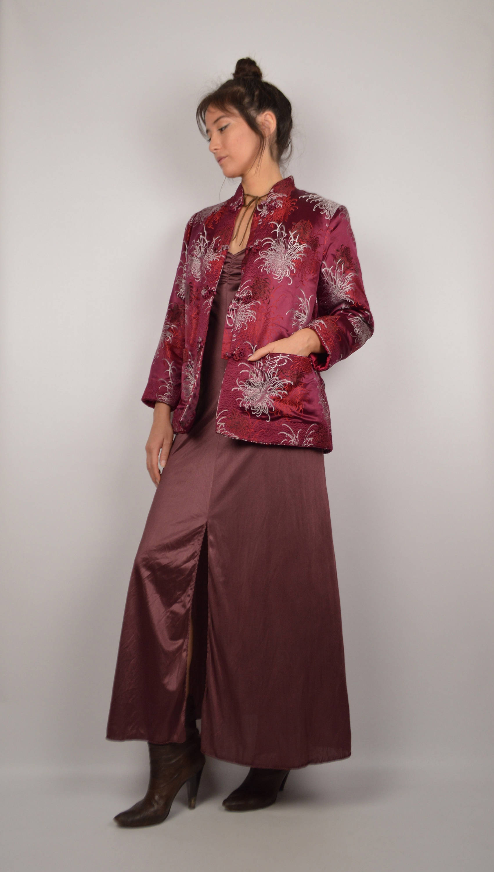 SALE 70's Satin Asian Embroidered Jacket