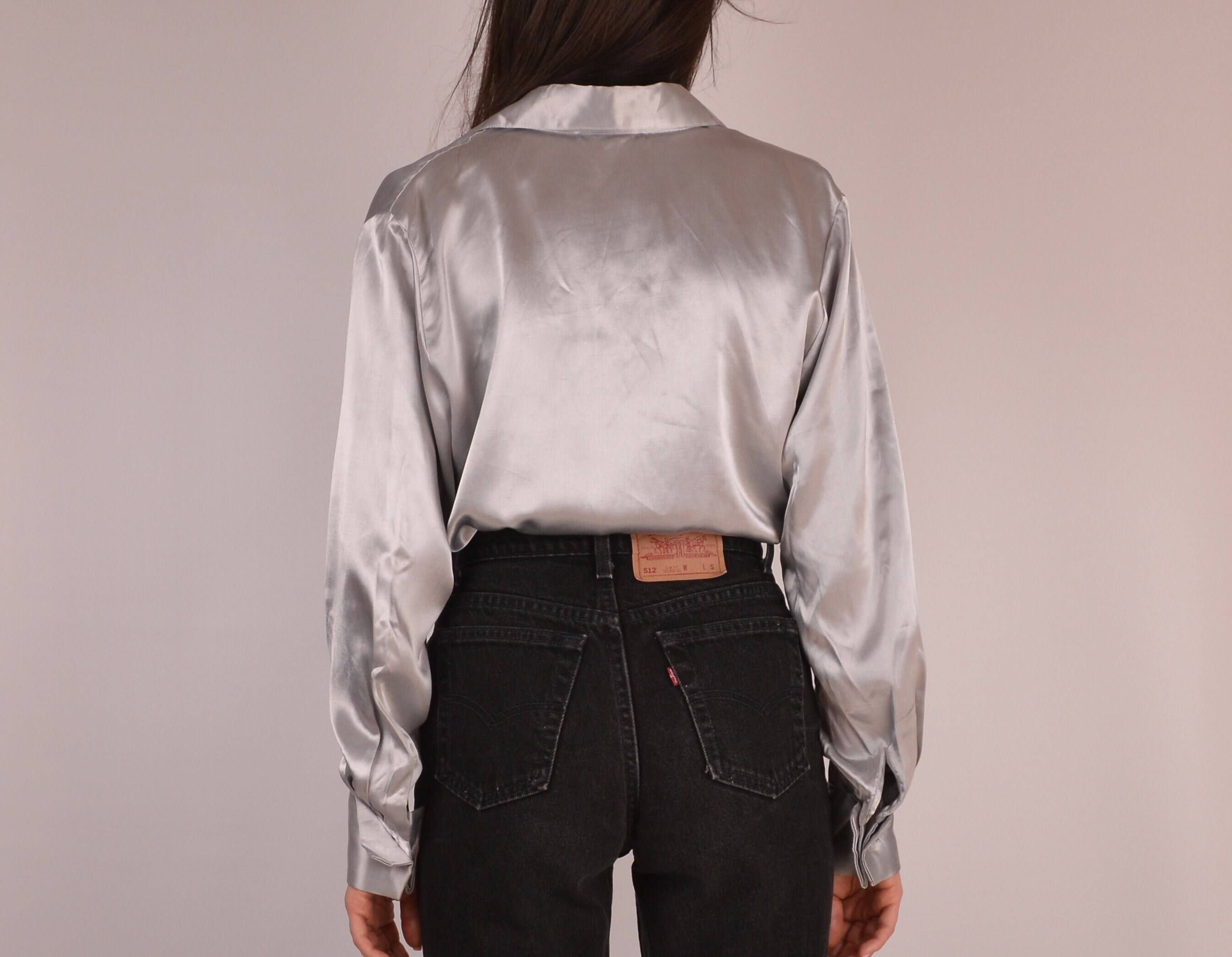 20% OFF!! Vintage Liquid Silver Button-up Shirt / S-M