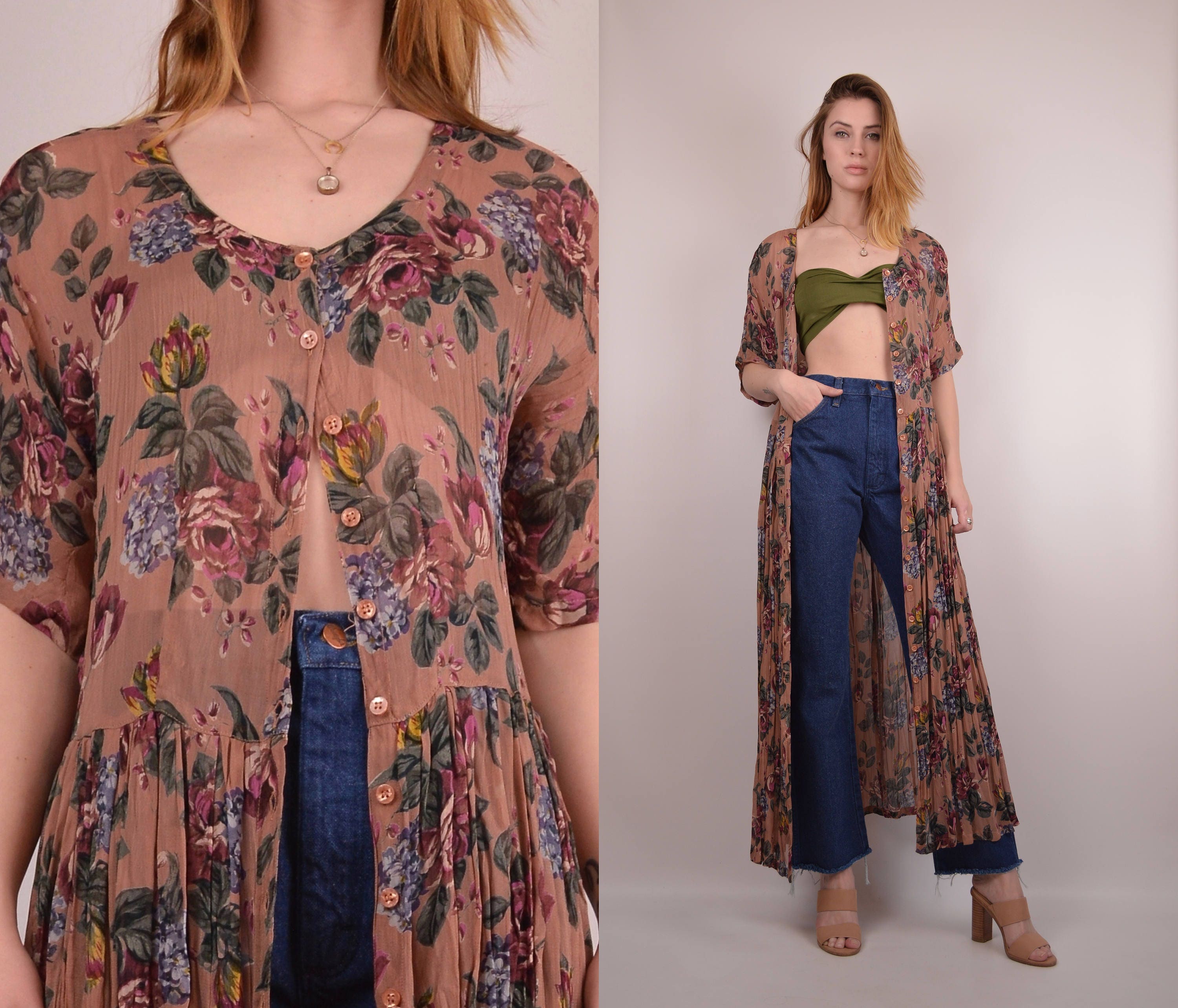 20% OFF! Vintage Sheer Floral Duster