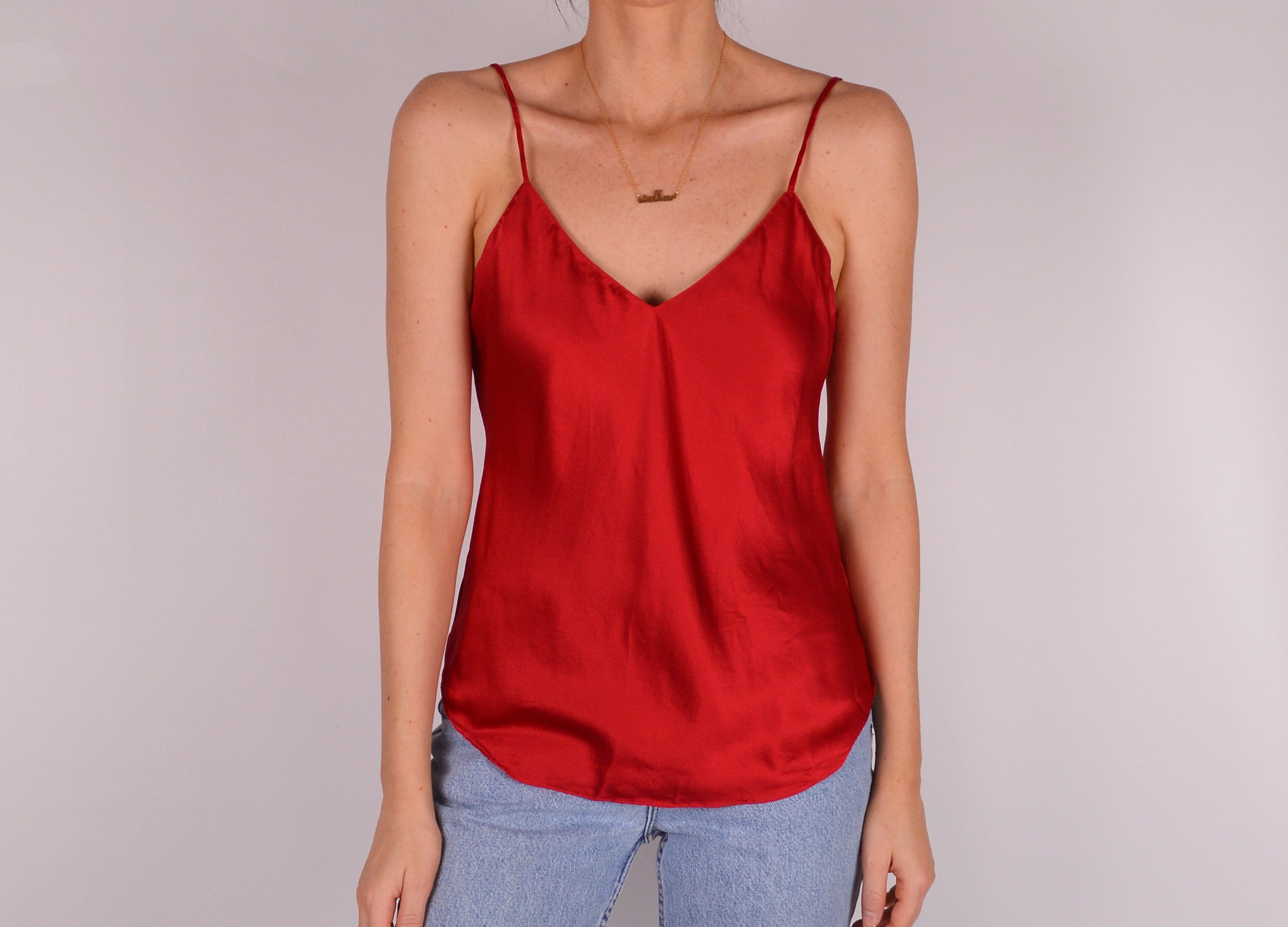 Vintage Red SILK Camisole (S-M)