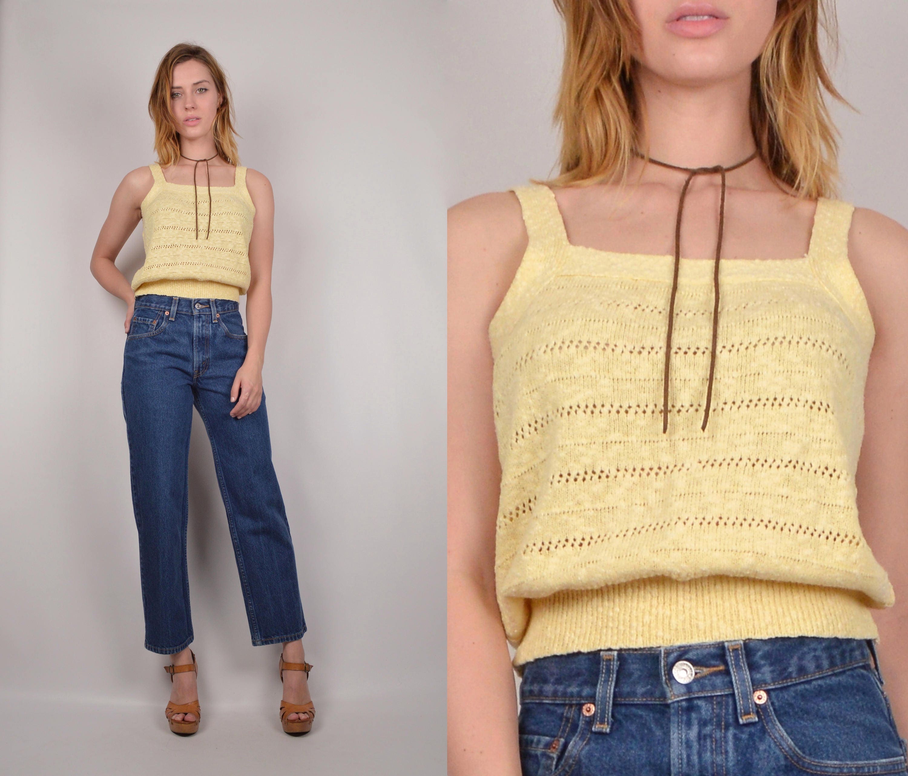 70's Yellow Knit Top
