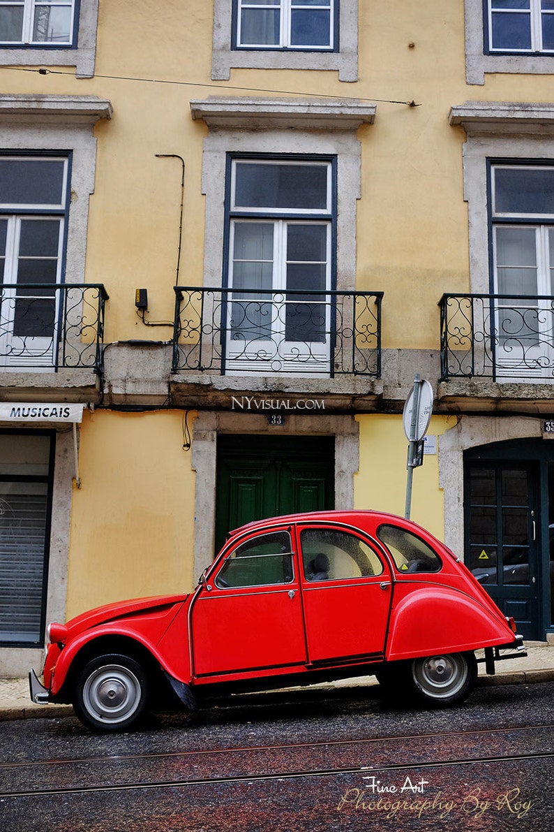 Lisbon Vibrant Red Car, Portugal. Original Fine Art Street Photography ...