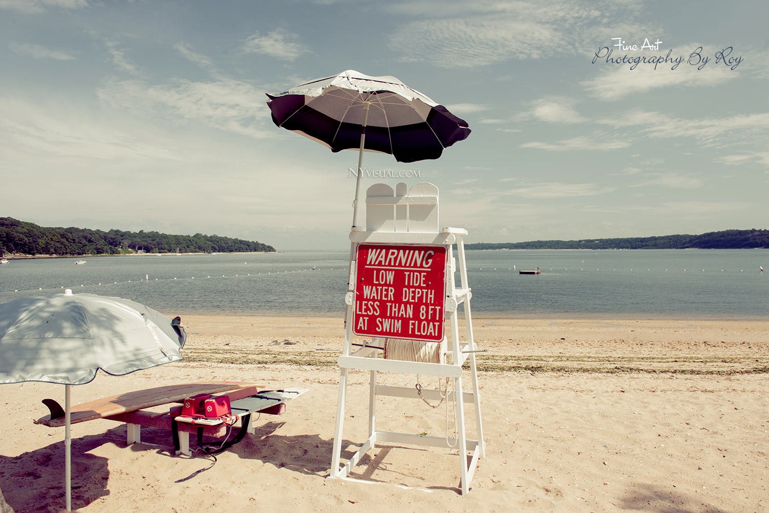 Lifeguard Warning Sign - Original Summer Photograph Long Island Beach ...