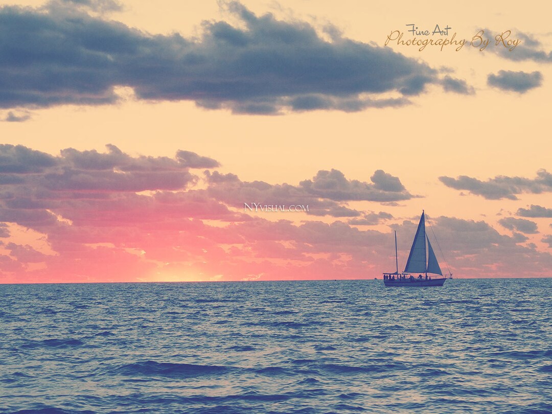 Key West Ocean Sunset. Florida Original Fine Art Photography. Sail Boat ...
