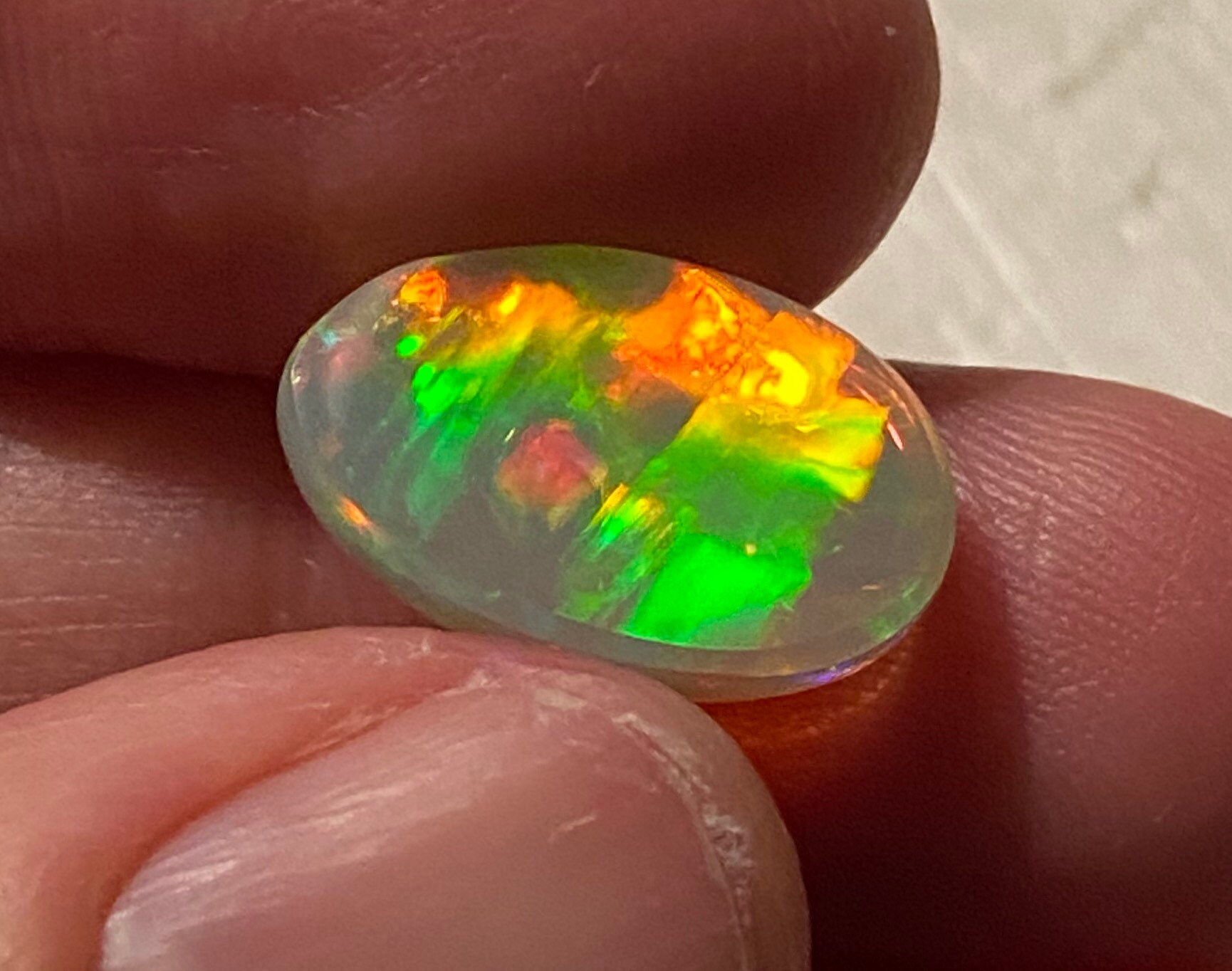 5.7 carat amazing dark based Ethiopian micro honeycomb crystal opal ...