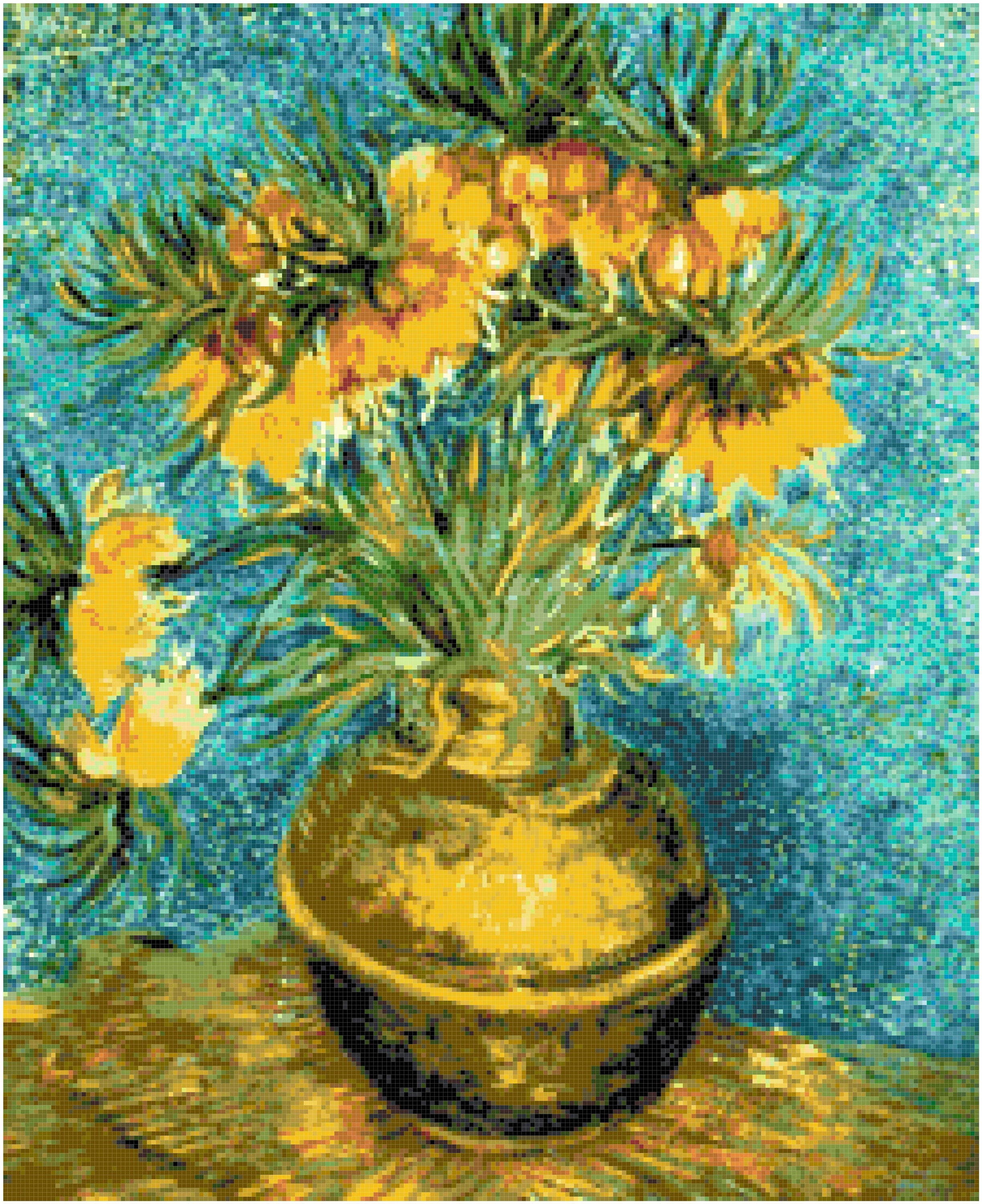 Vincent Van Gogh Bell Lilies in a Copper Vase Counted Cross Stitch ...