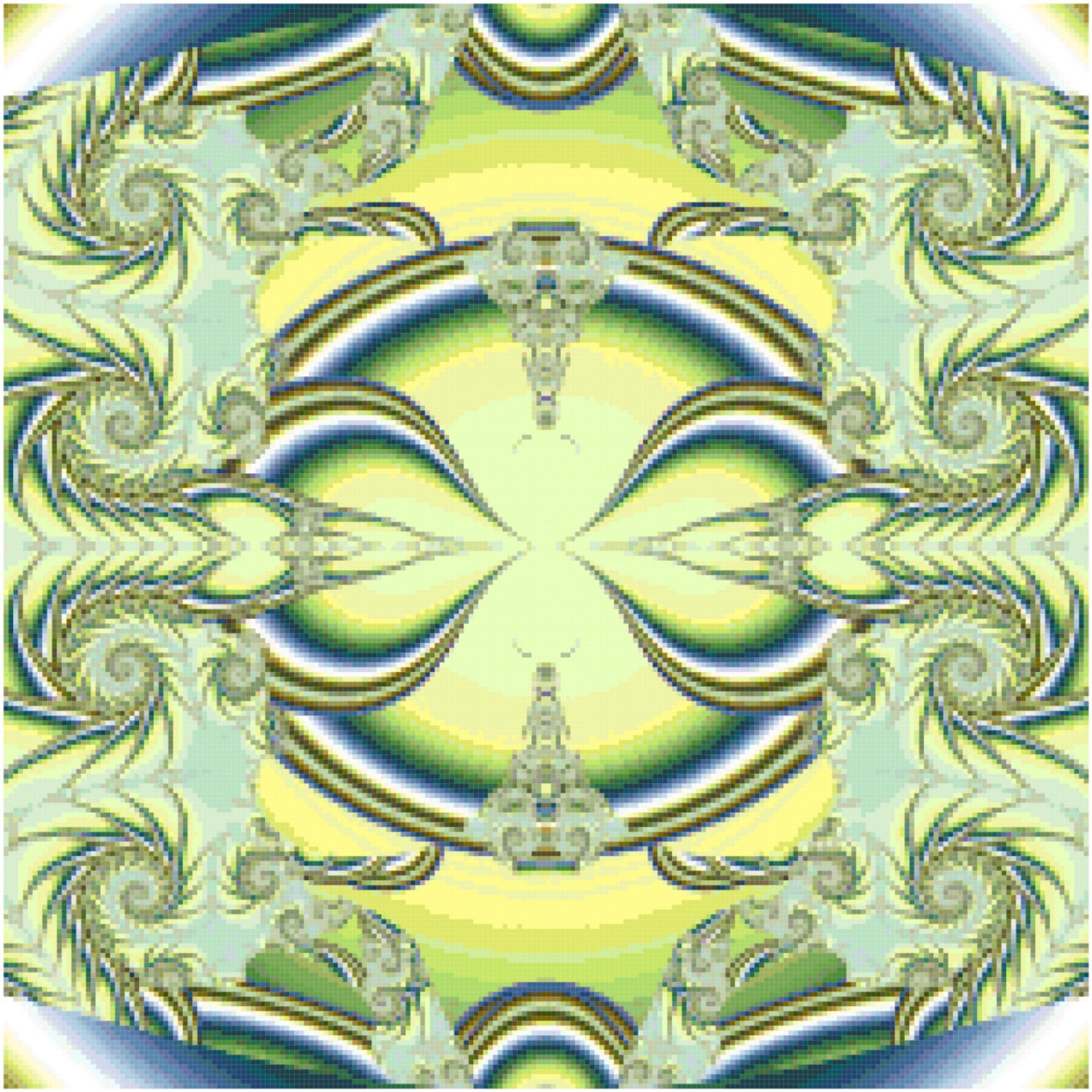 Blue and Green Fractal Counted Cross Stitch Pattern Chart PDF Download ...
