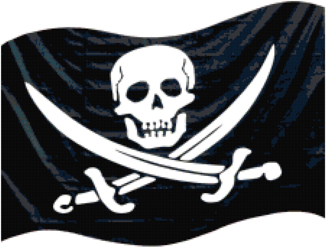Jolly Roger Pirate Flag Counted Cross Stitch Pattern Chart PDF Download ...