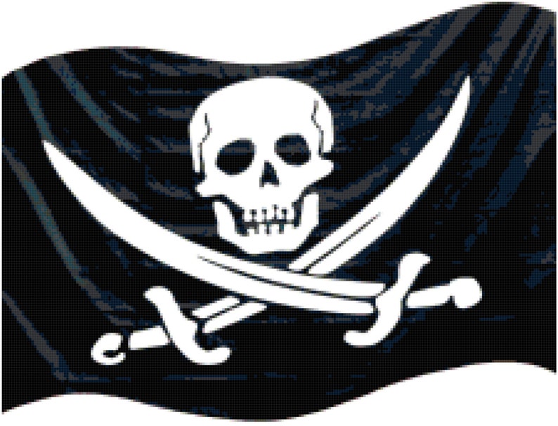 Jolly Roger Pirate Flag Counted Cross Stitch Pattern Chart PDF Download ...