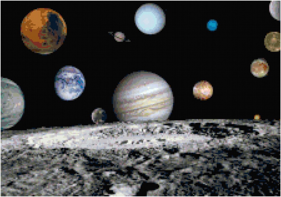 Solar System Moon Planets Counted Cross Stitch Pattern Chart PDF ...