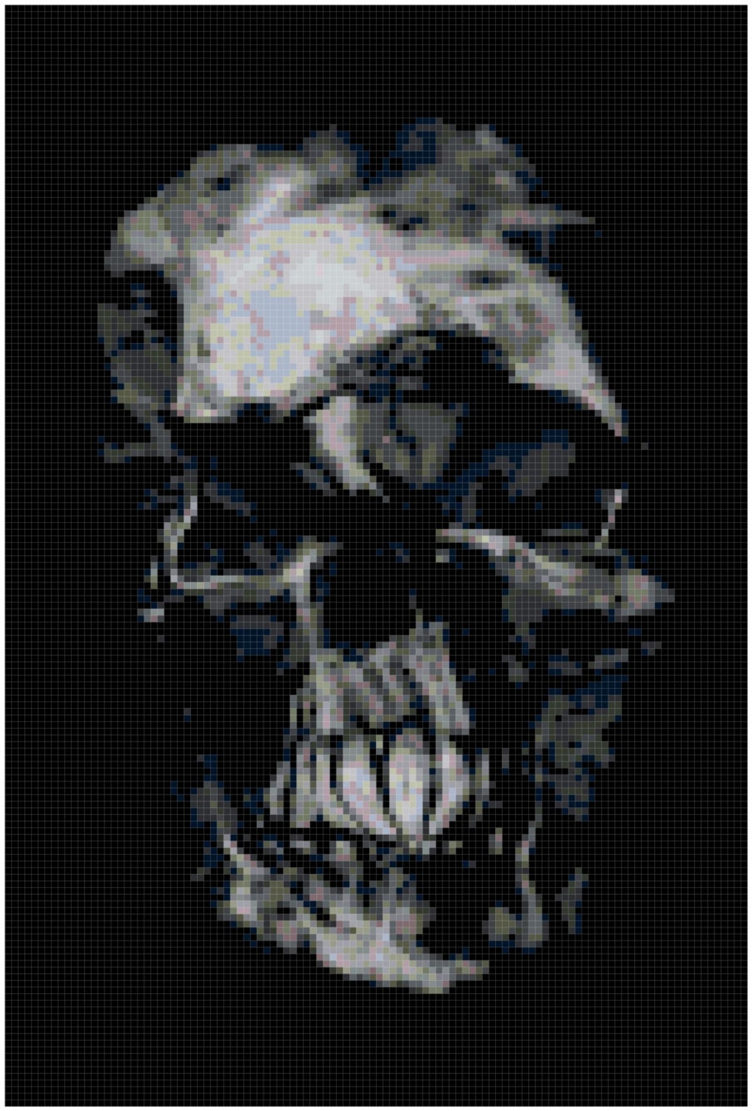 Warped Skull Halloween Counted Cross Stitch Pattern Chart PDF Download ...