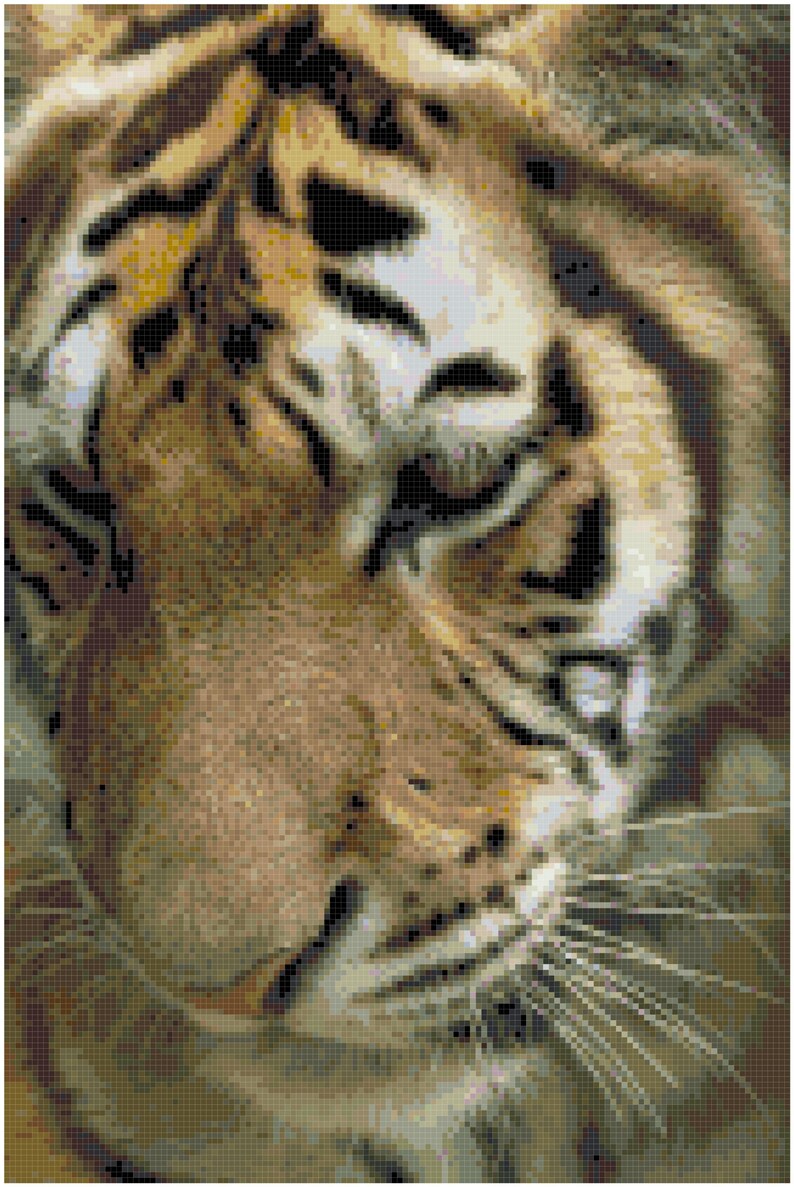 Tiger Counted Cross Stitch Pattern Chart PDF Download by Stitching ...