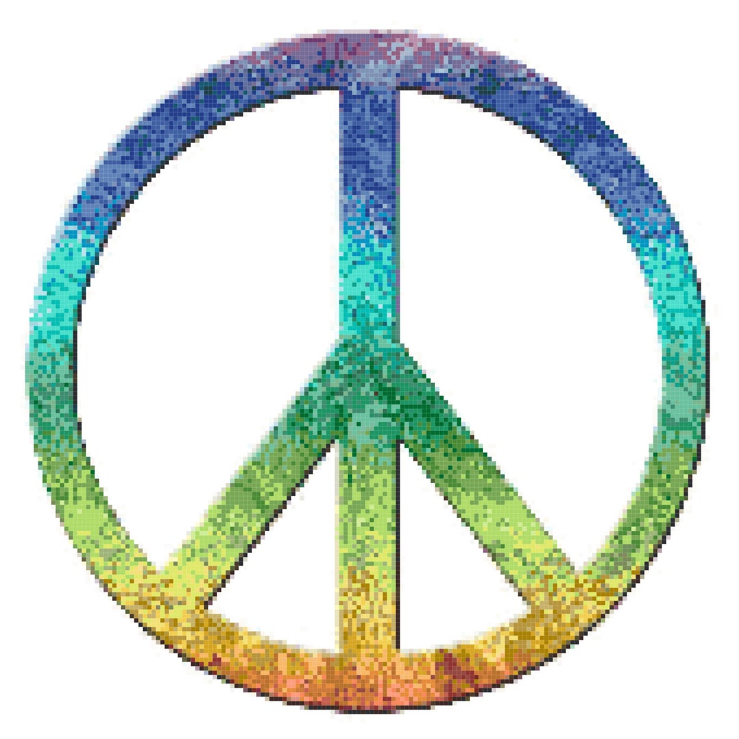 Peace Symbol Rainbow Counted Cross Stitch Pattern Chart PDF Download by ...