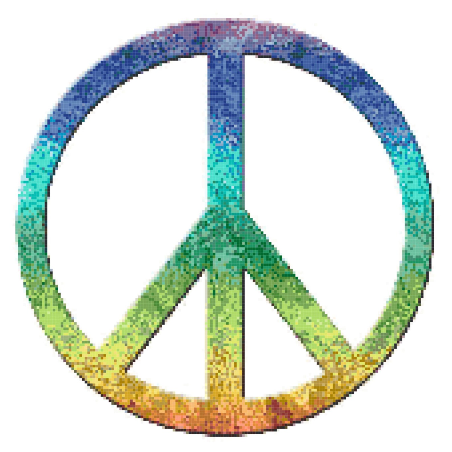 Peace Symbol Rainbow Counted Cross Stitch Pattern Chart PDF Download by ...