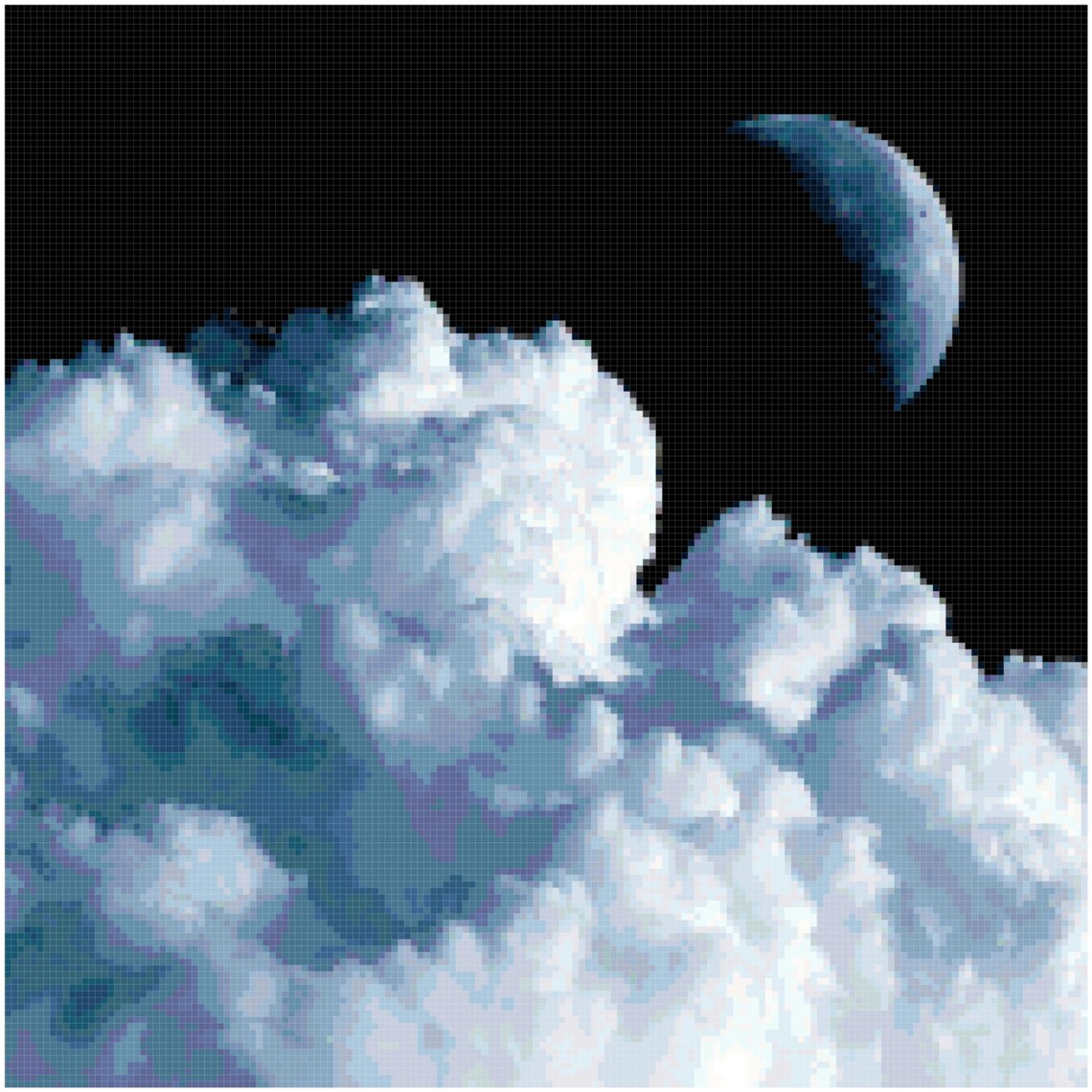 Moon and Clouds Counted Cross Stitch Pattern Chart PDF Download by ...